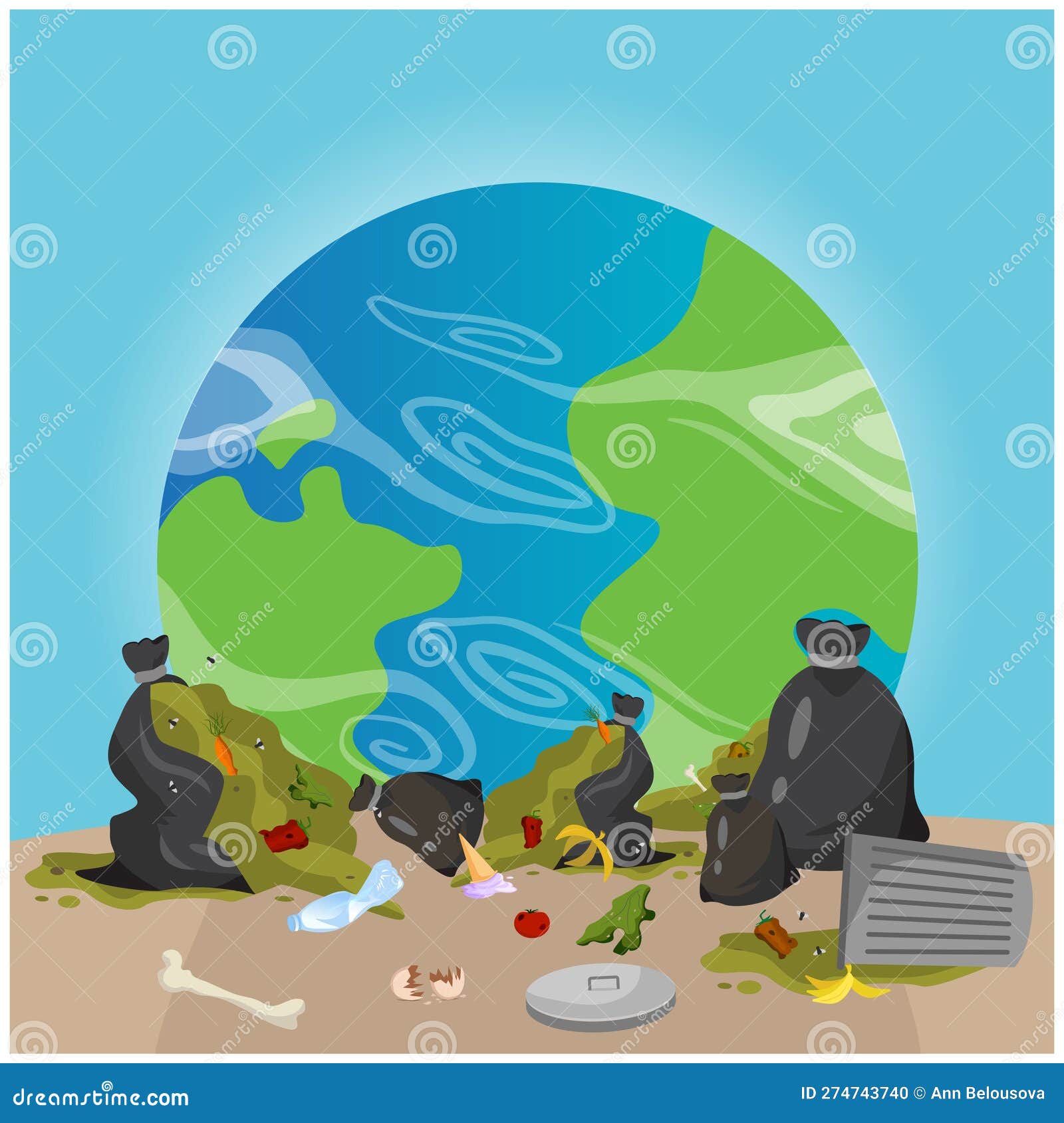 Polluted Planet Earth Ecology Day Space Global Stock Vector ...