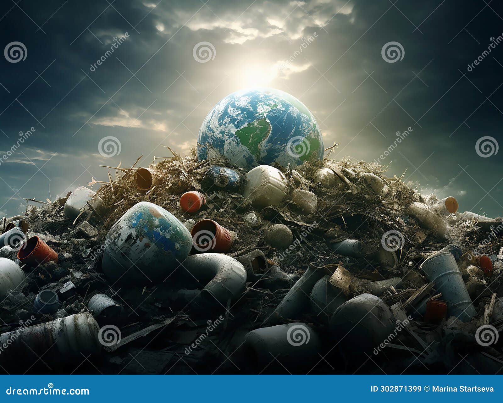 Polluted Planet Icon, Outline Style Vector Illustration | CartoonDealer ...