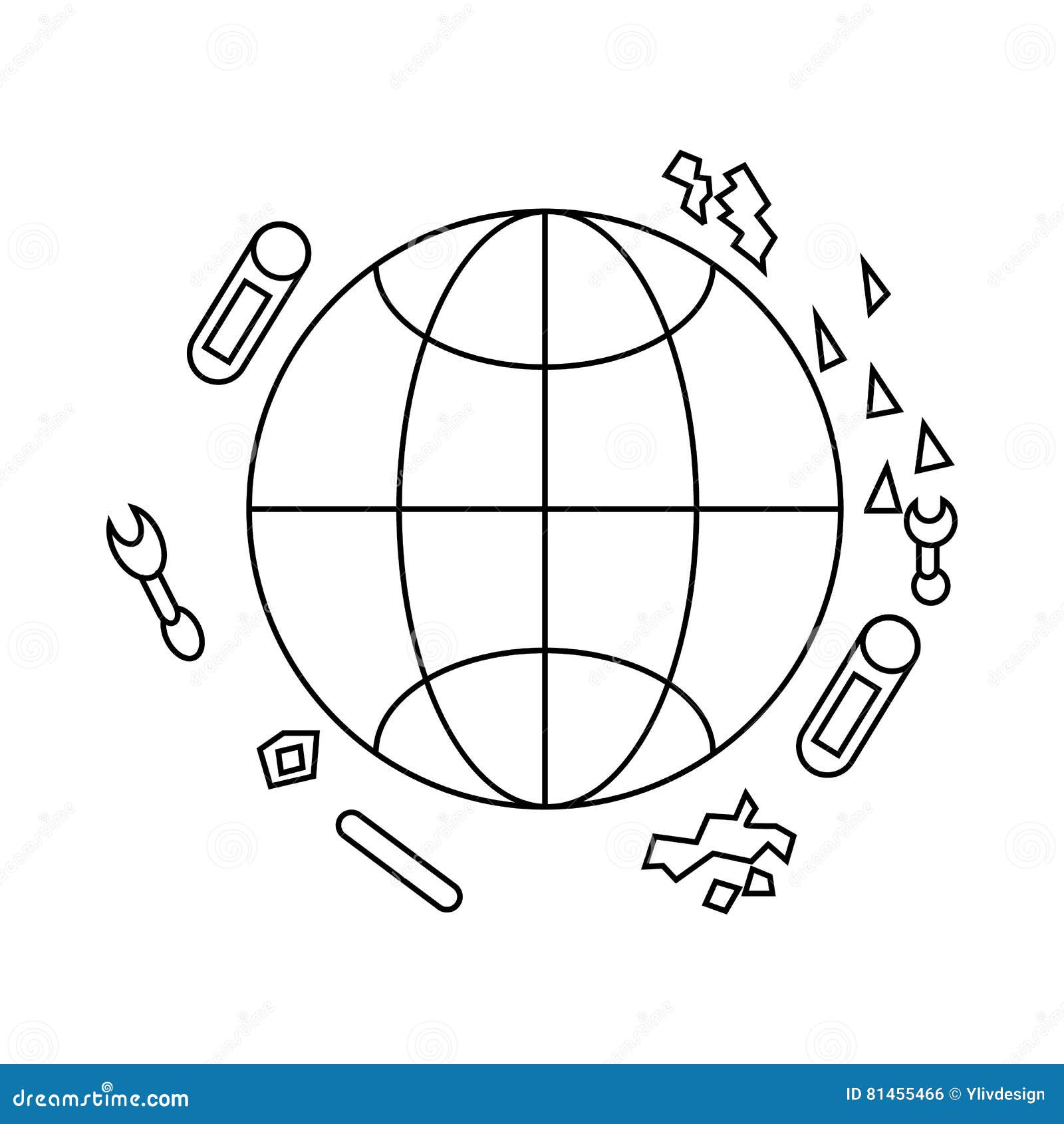 Polluted Planet Icon, Outline Style Vector Illustration | CartoonDealer ...