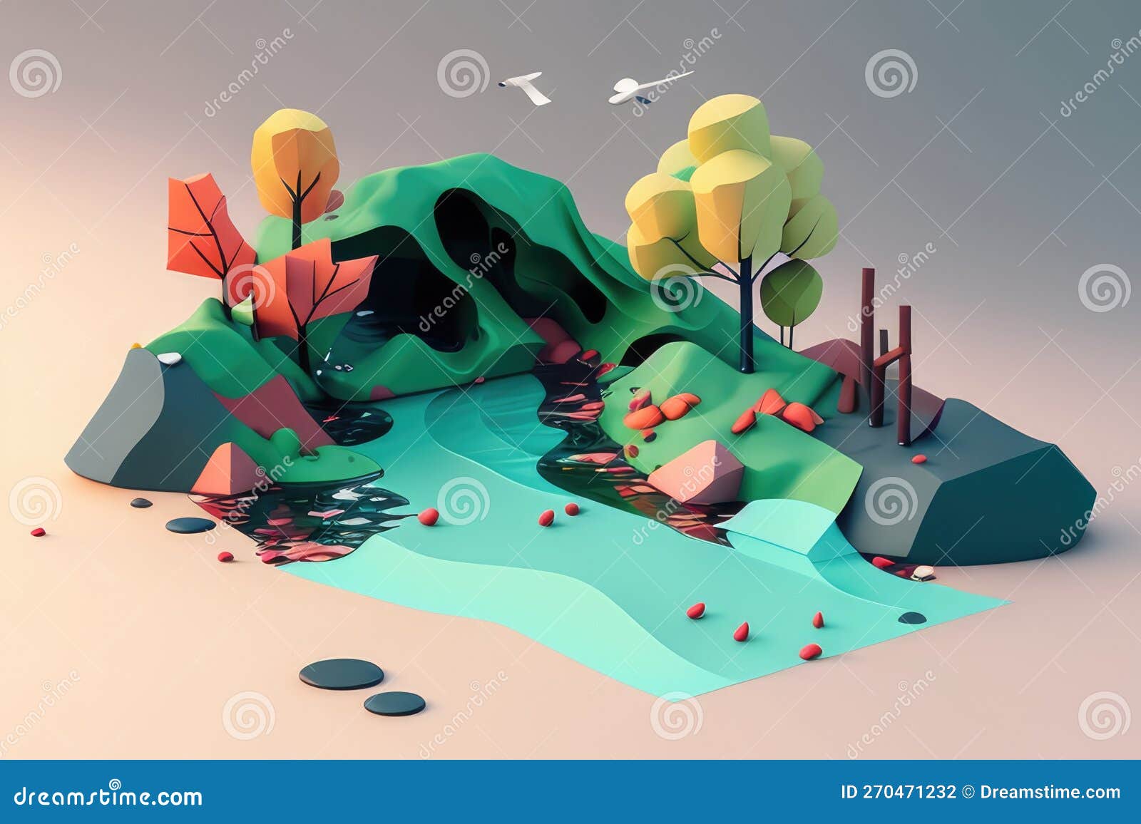 Polluted River, Choked with Trash AI Generation Stock Illustration ...