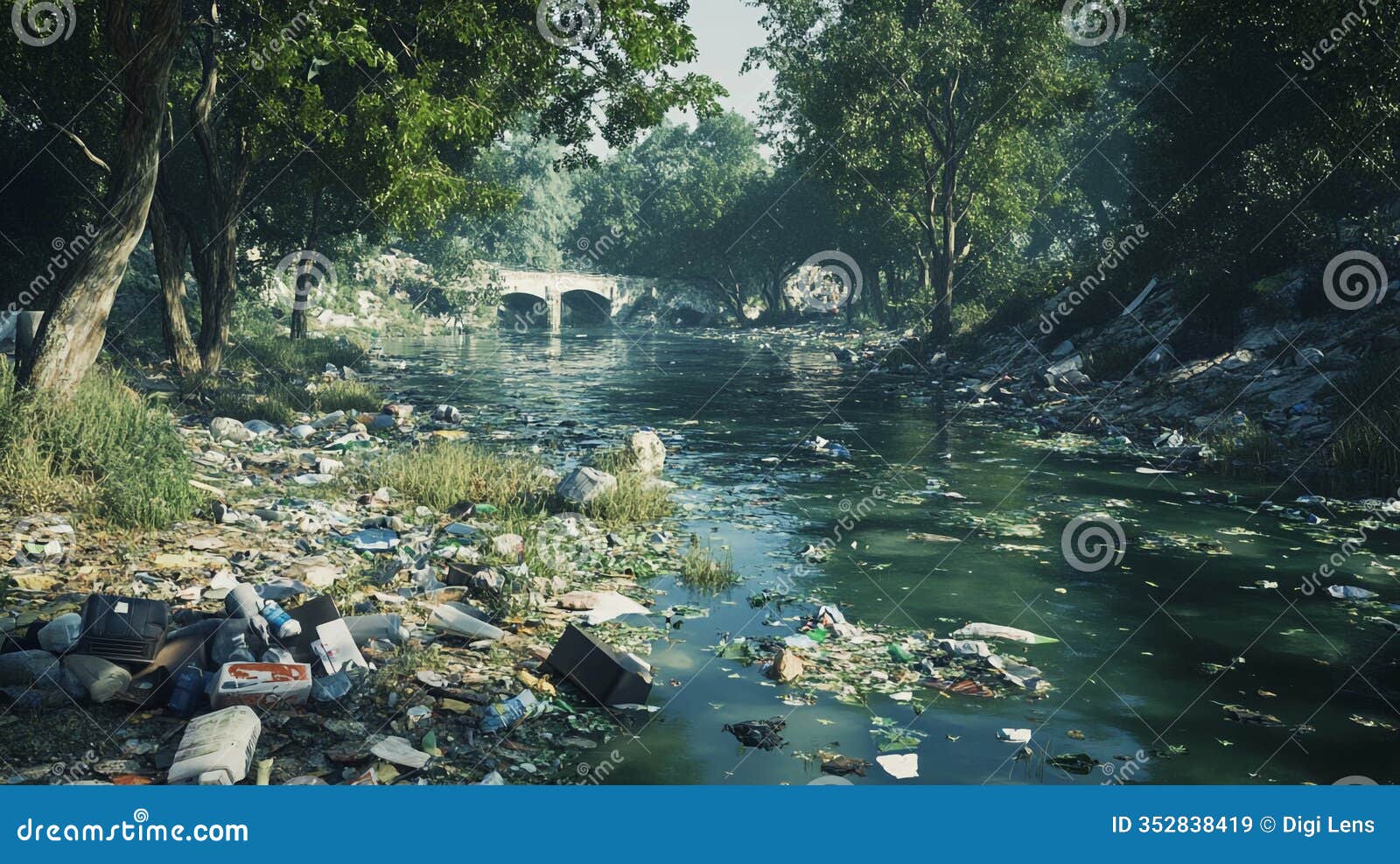 Polluted River Environmental Disaster Trash Garbage Ecology Stock ...