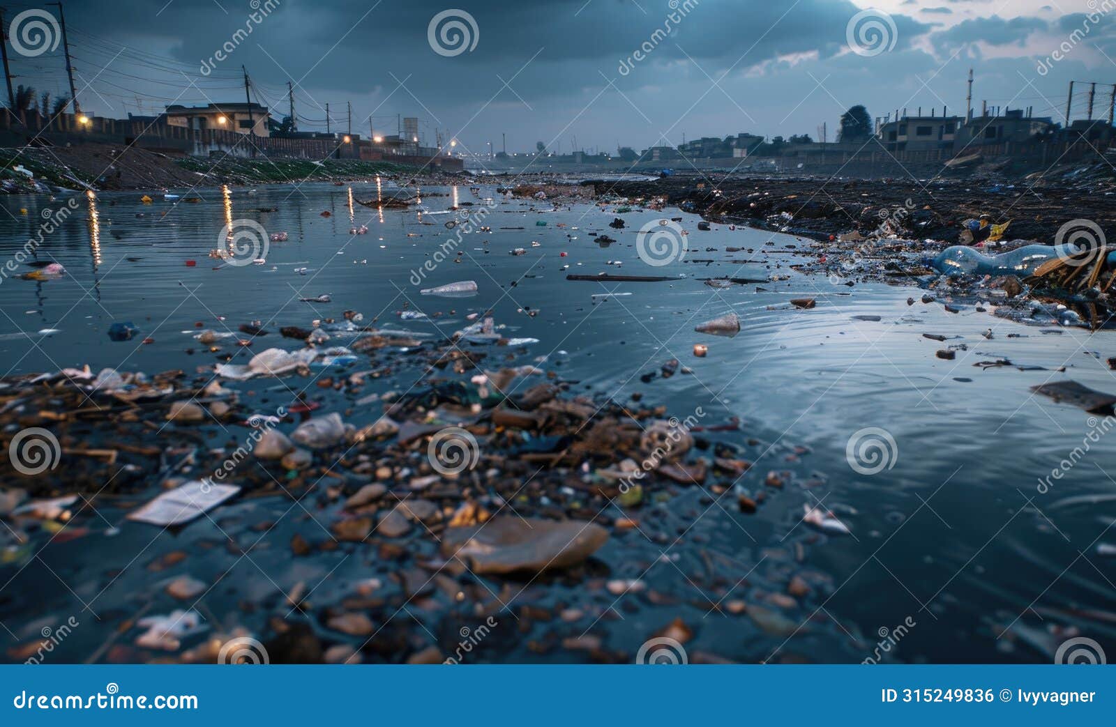 Polluted River Flowing through an Industrialized Area Stock Photo ...