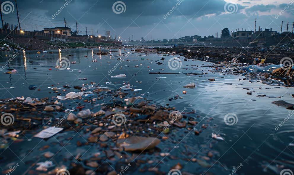 Polluted River Flowing through an Industrialized Area Stock Photo ...