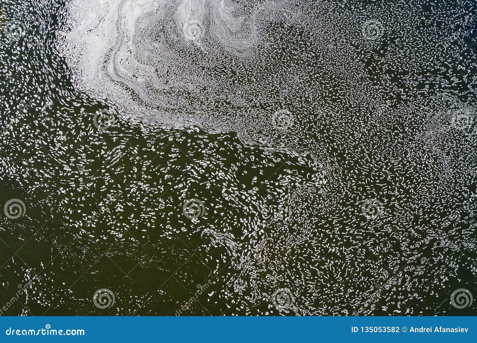 Polluted Foam On A River. Concept Of Environmental Issues, As River ...