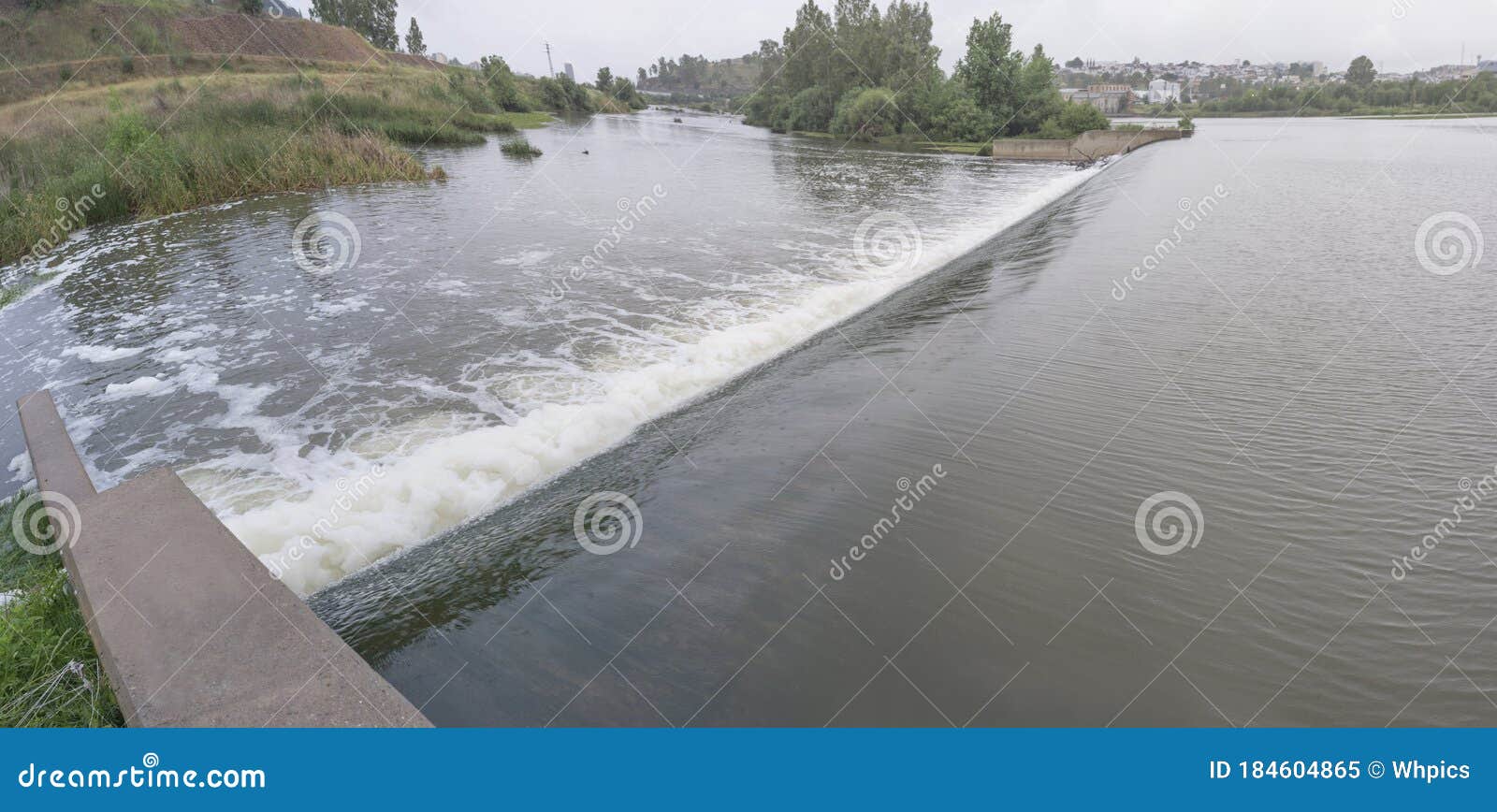 Polluted River Full of Foam at Diversion Dam Stock Image - Image of ...