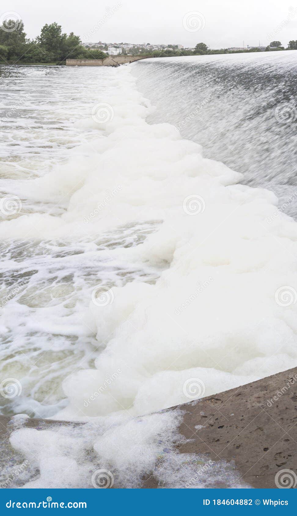 Polluted Foam On A River. Concept Of Environmental Issues, As River ...