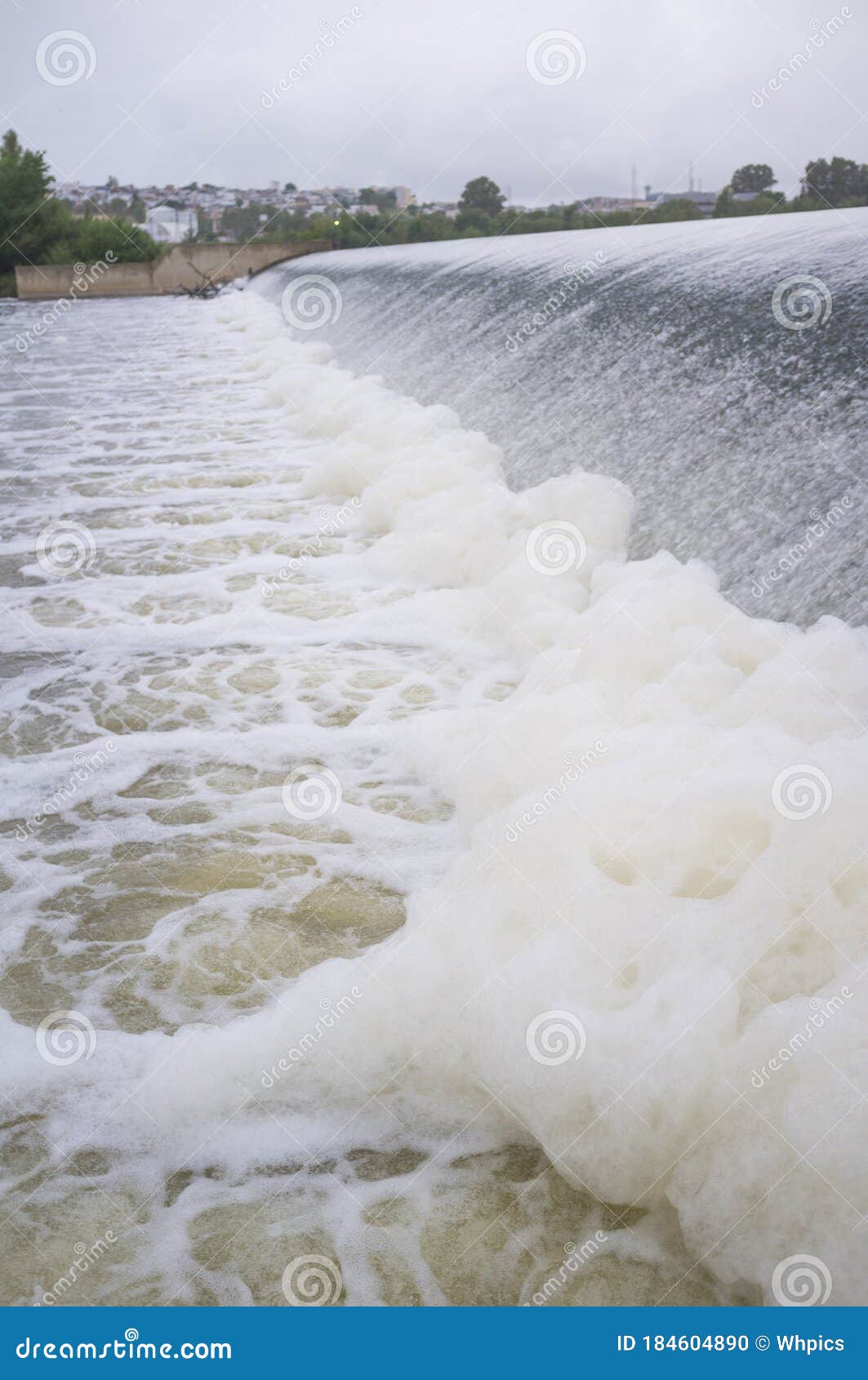 Polluted River Full of Foam at Diversion Dam Stock Photo - Image of ...