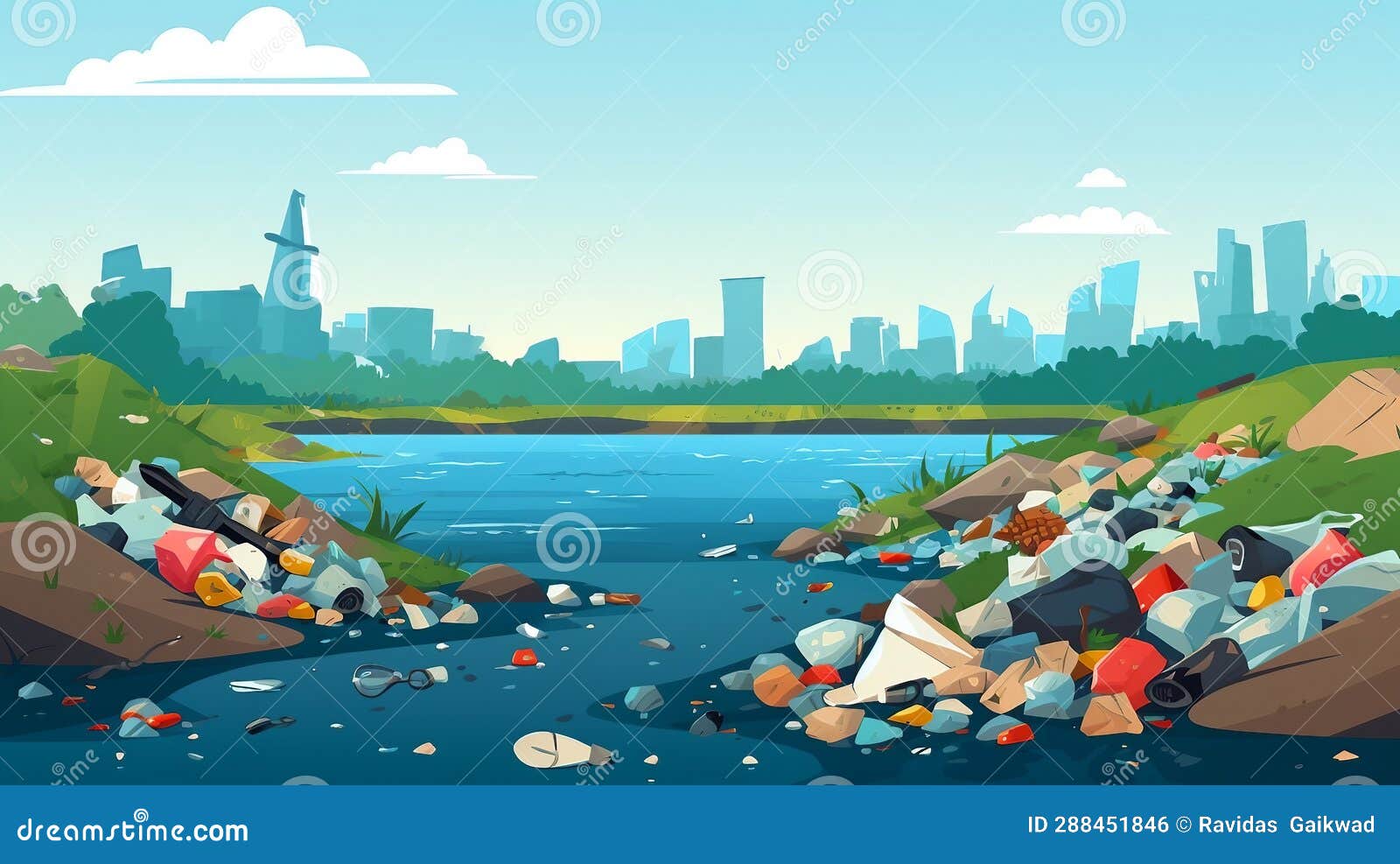 Garbage In The Water. Plastic Pollution, Ecology Royalty-Free Stock ...