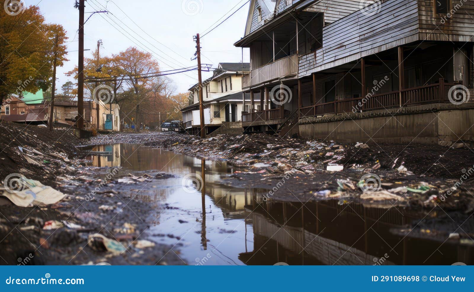 Polluted Urban Stream with Visible Pollution Stock Illustration ...