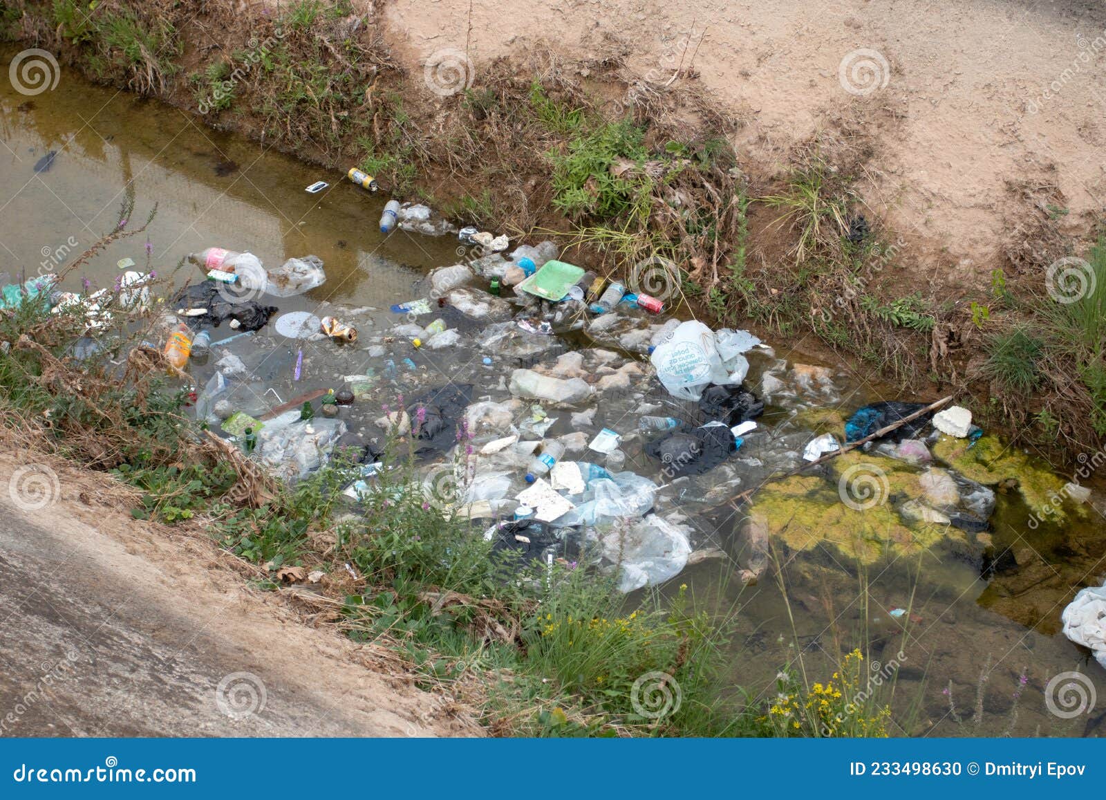 Polluted Water and Garbage in Channel Stock Photo - Image of sewage ...