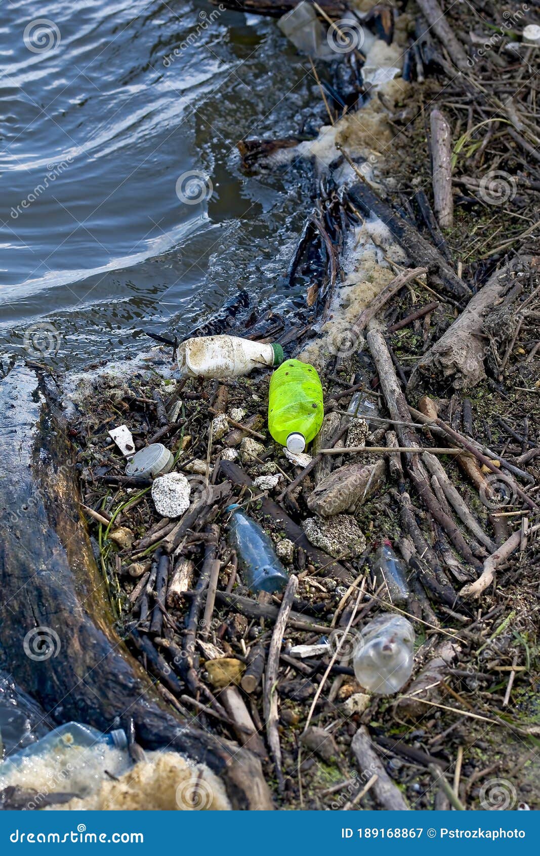 Floating Old Garbage in Water, Plastic Bottles Stock Image - Image of ...