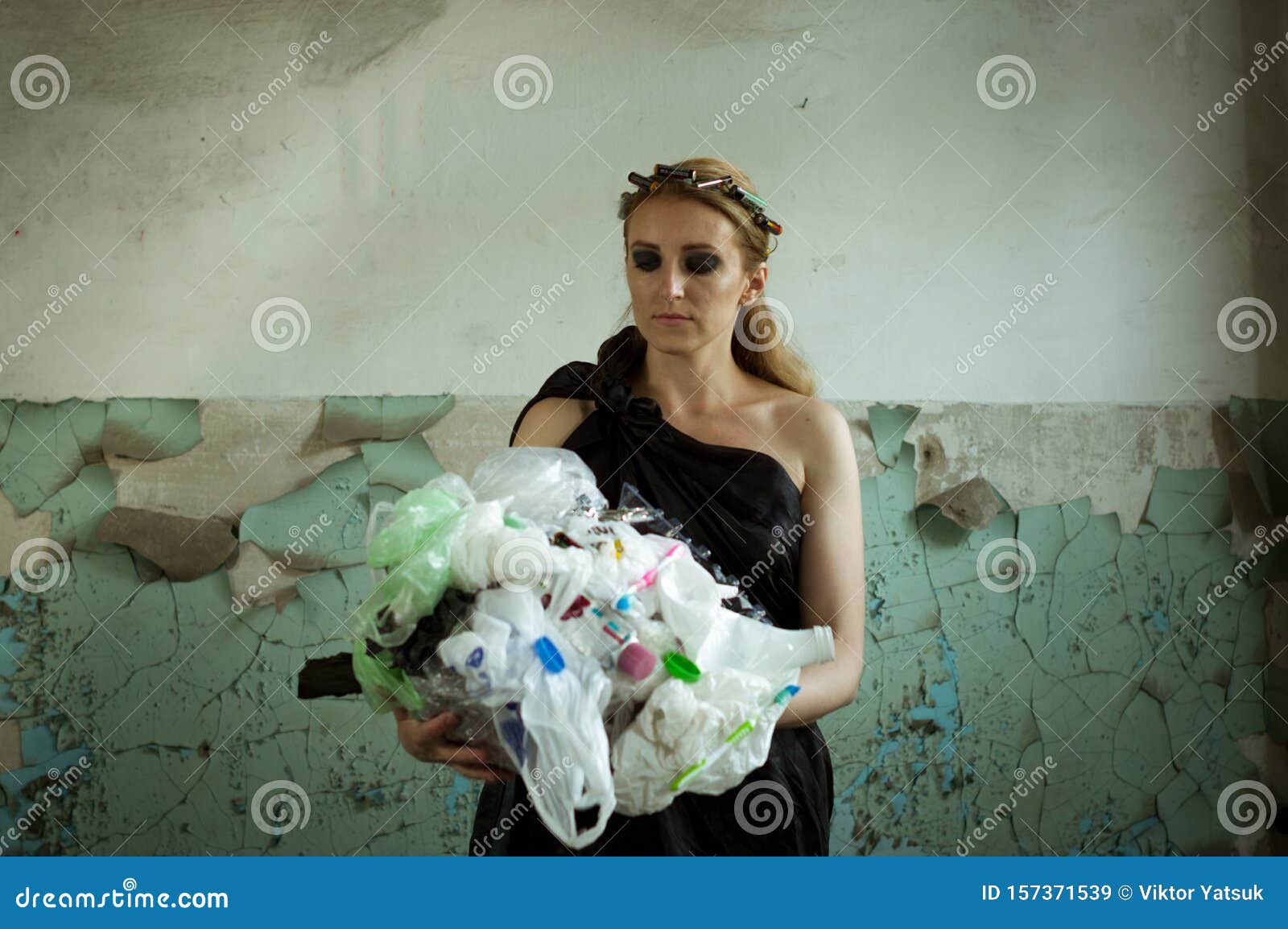 Polluted World. Plastic Contaminated Land. Plastic Disaster Stock Image ...