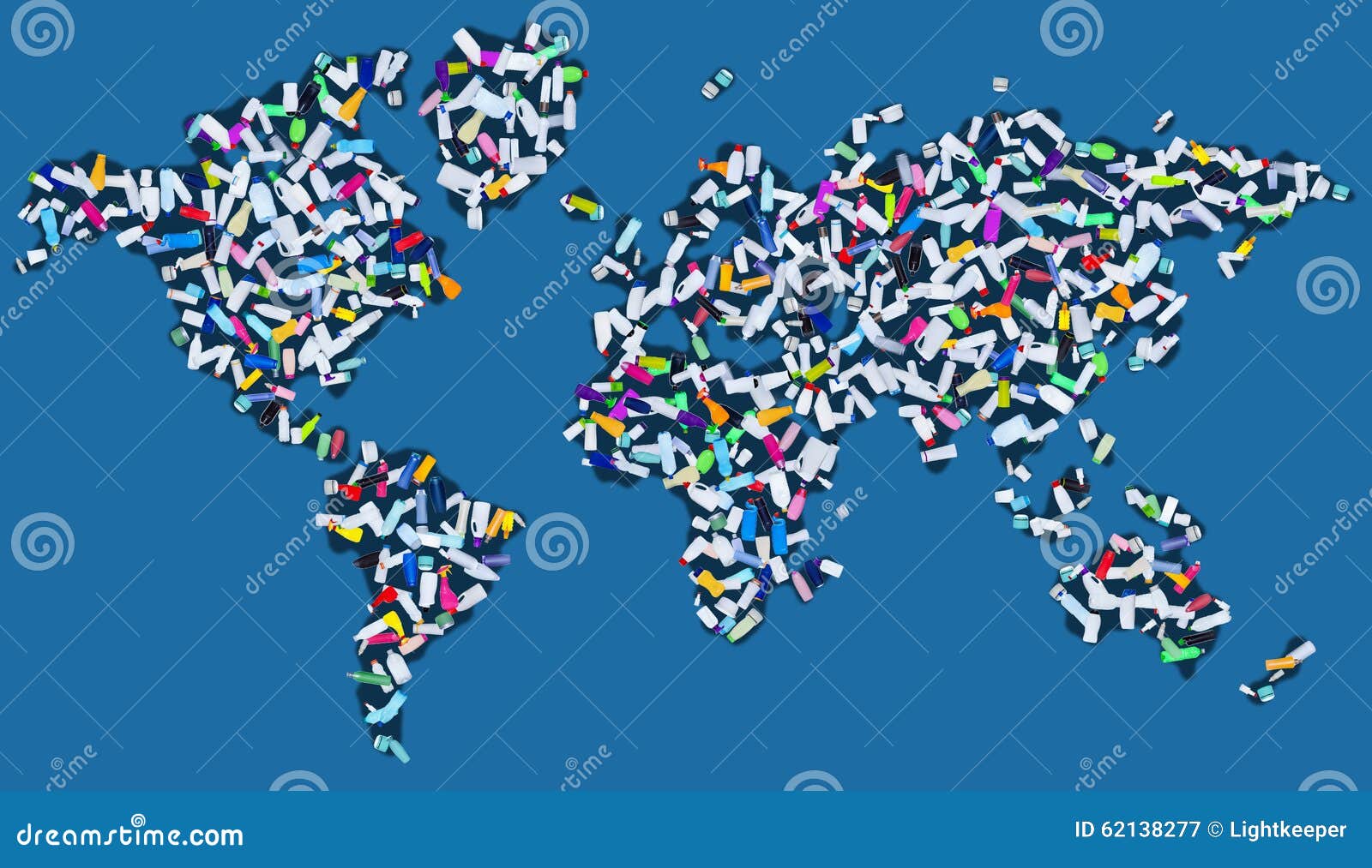 Polluting the World - Continents Covered with Scattered Plastic Stock ...