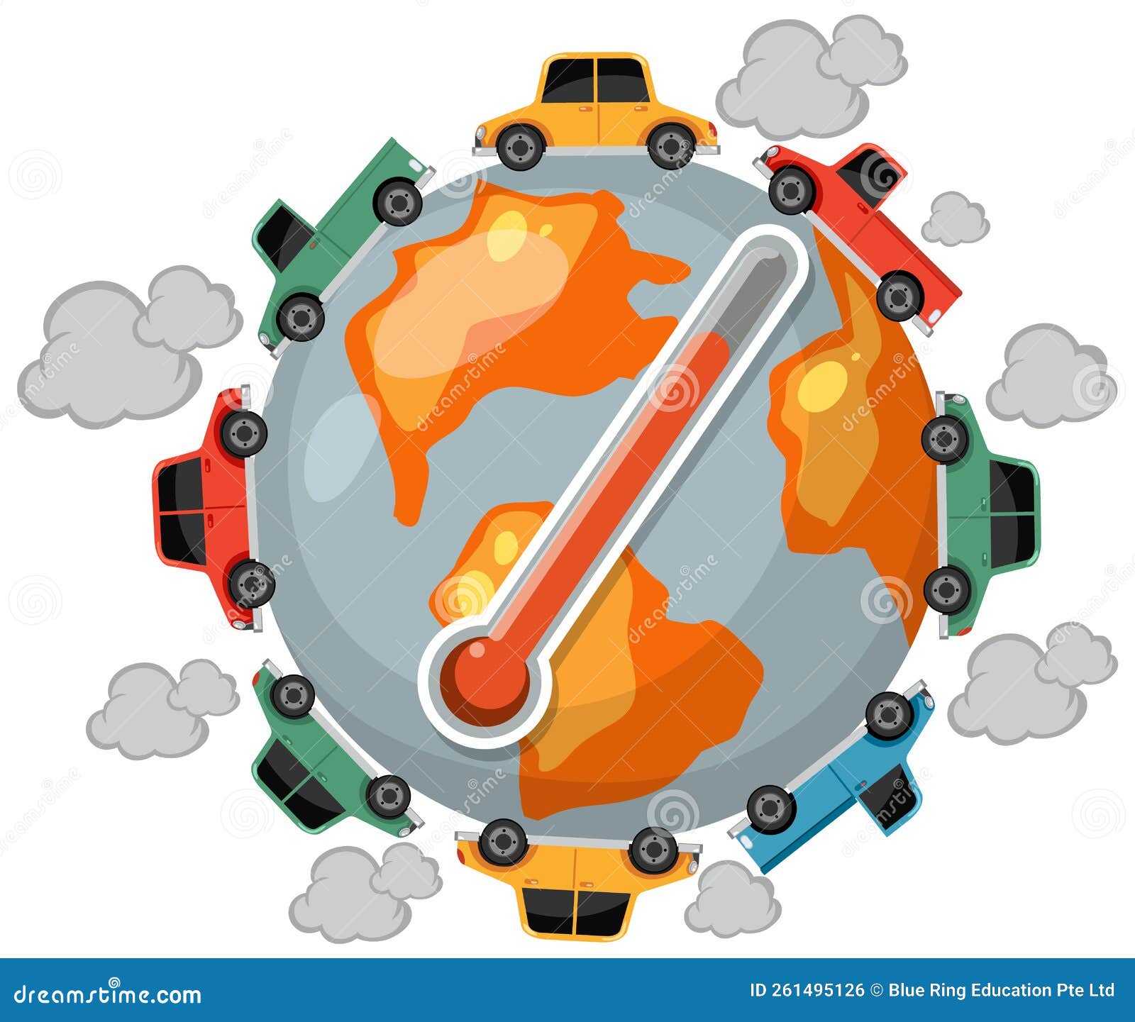 Pollution from a Car Riding on Earth Stock Vector - Illustration of ...