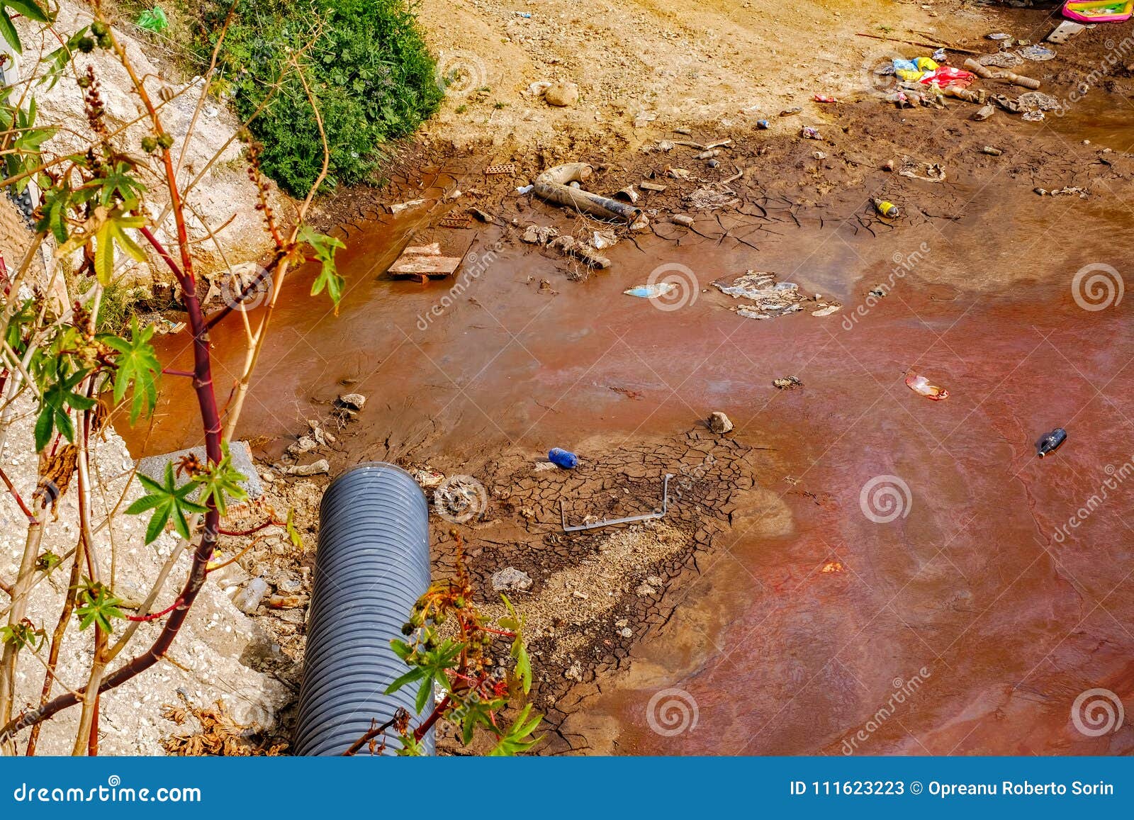 Pollution in the City on River Stock Image - Image of garbage ...