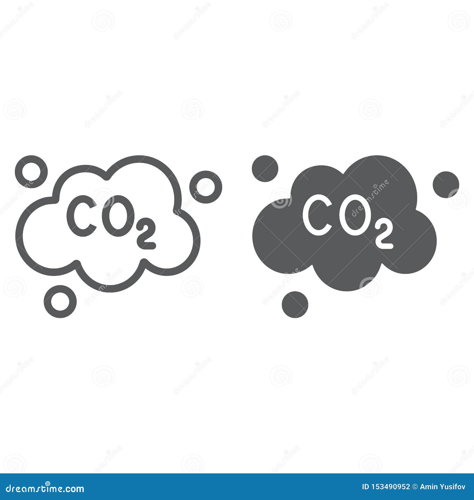Pollution Co2 Line and Glyph Icon, Ecology and Dioxide, Co2 Emissions ...