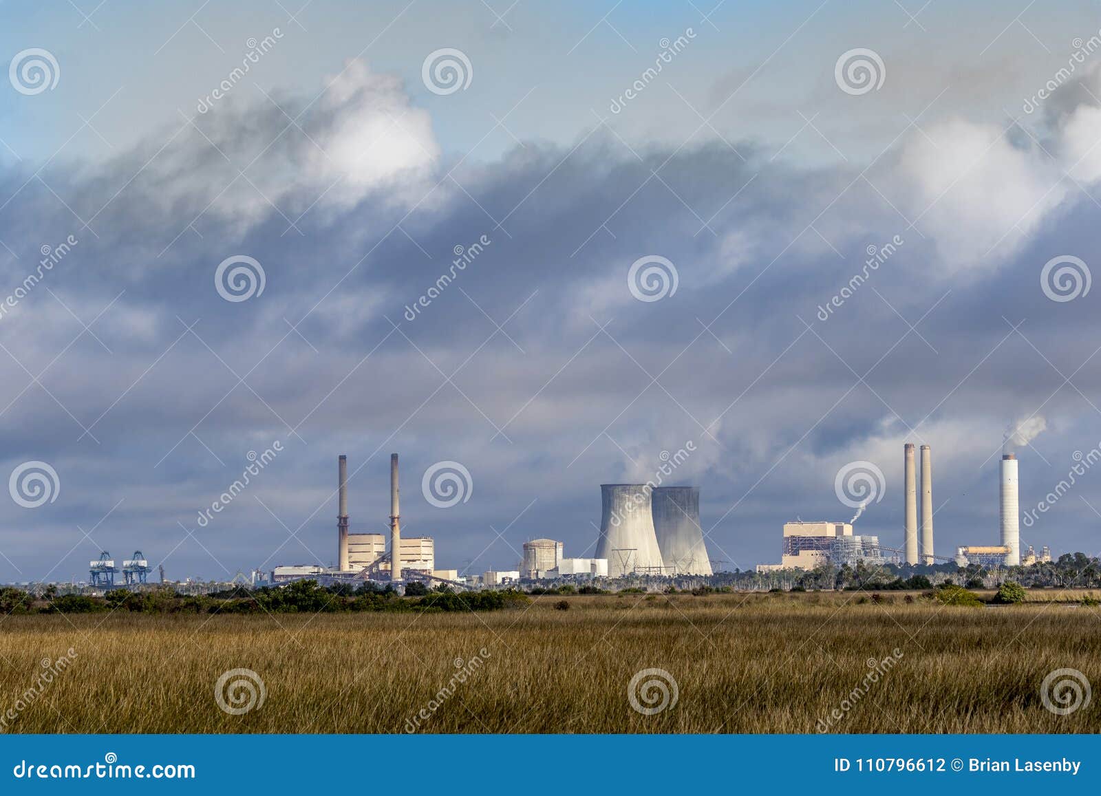 Pollution from a Coal-fired Power Plant Stock Photo - Image of river ...
