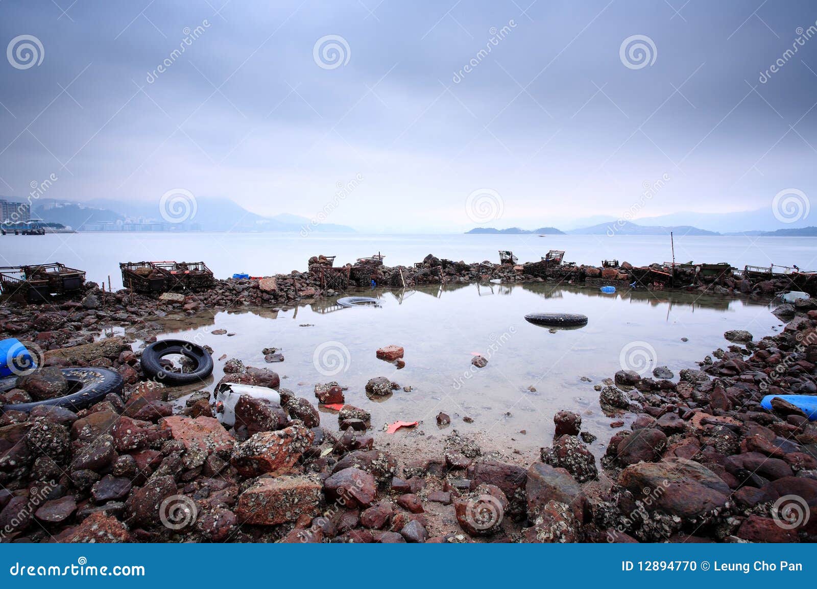 Pollution on coastline stock photo. Image of preserve - 12894770
