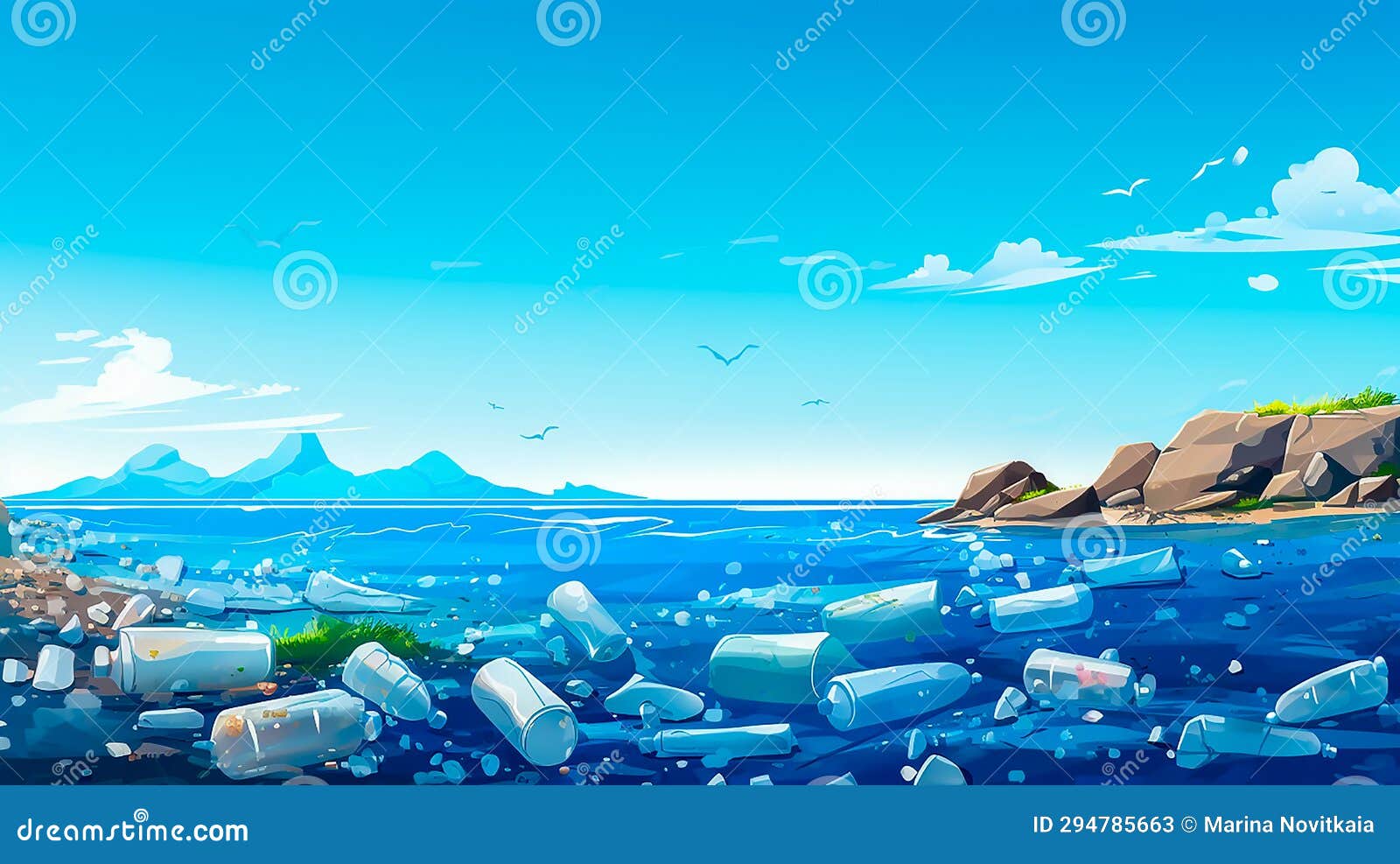 Pollution of Coastline of Sea, Beach by Plastic Garbage. Problem with ...