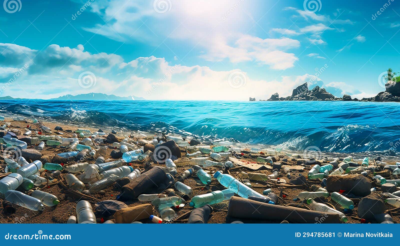 Pollution of Coastline of Sea, Beach by Plastic Garbage. Problem with ...
