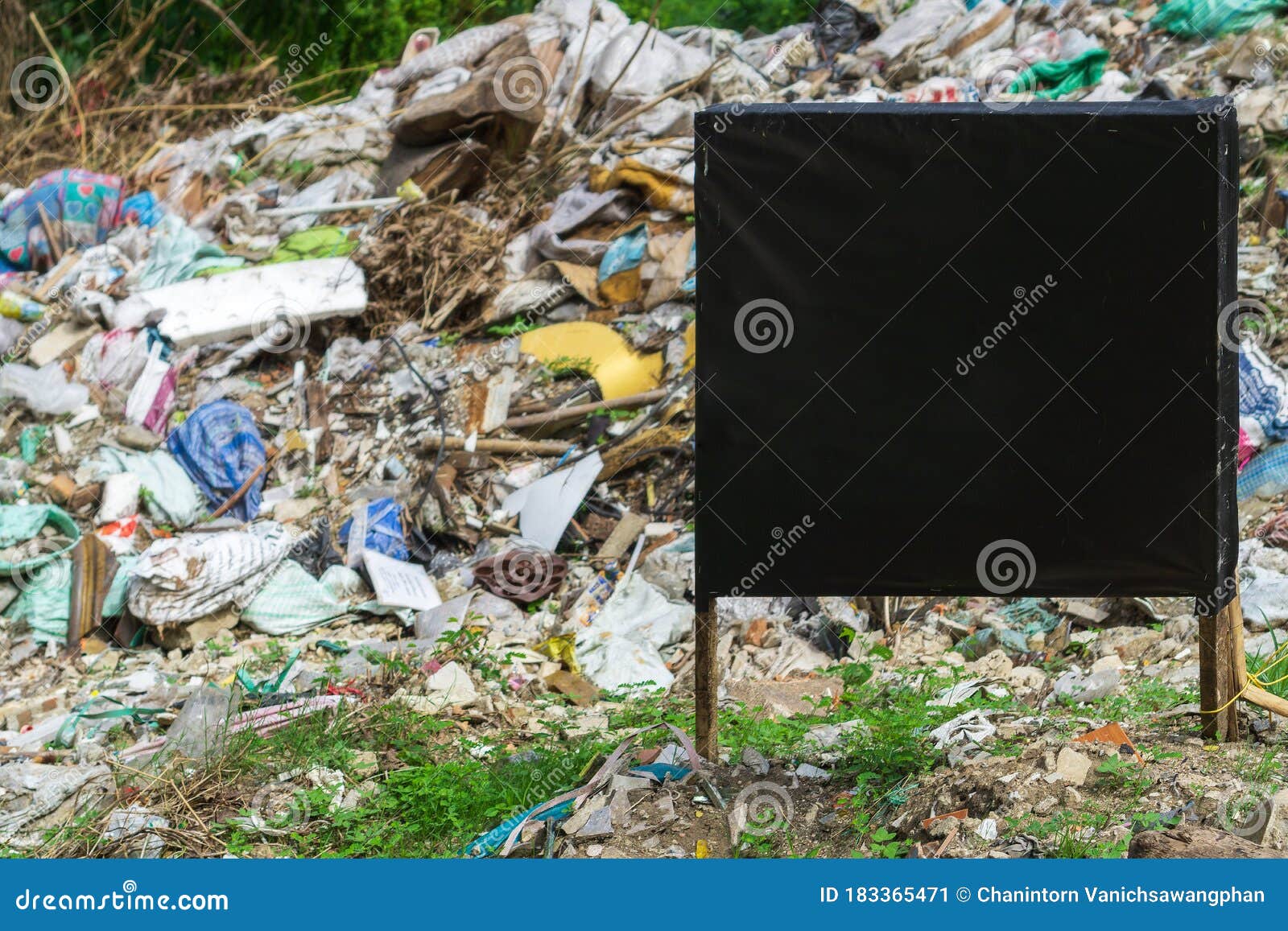 Pollution Concept,Blank Black Billboard for Adjust Your Message ...