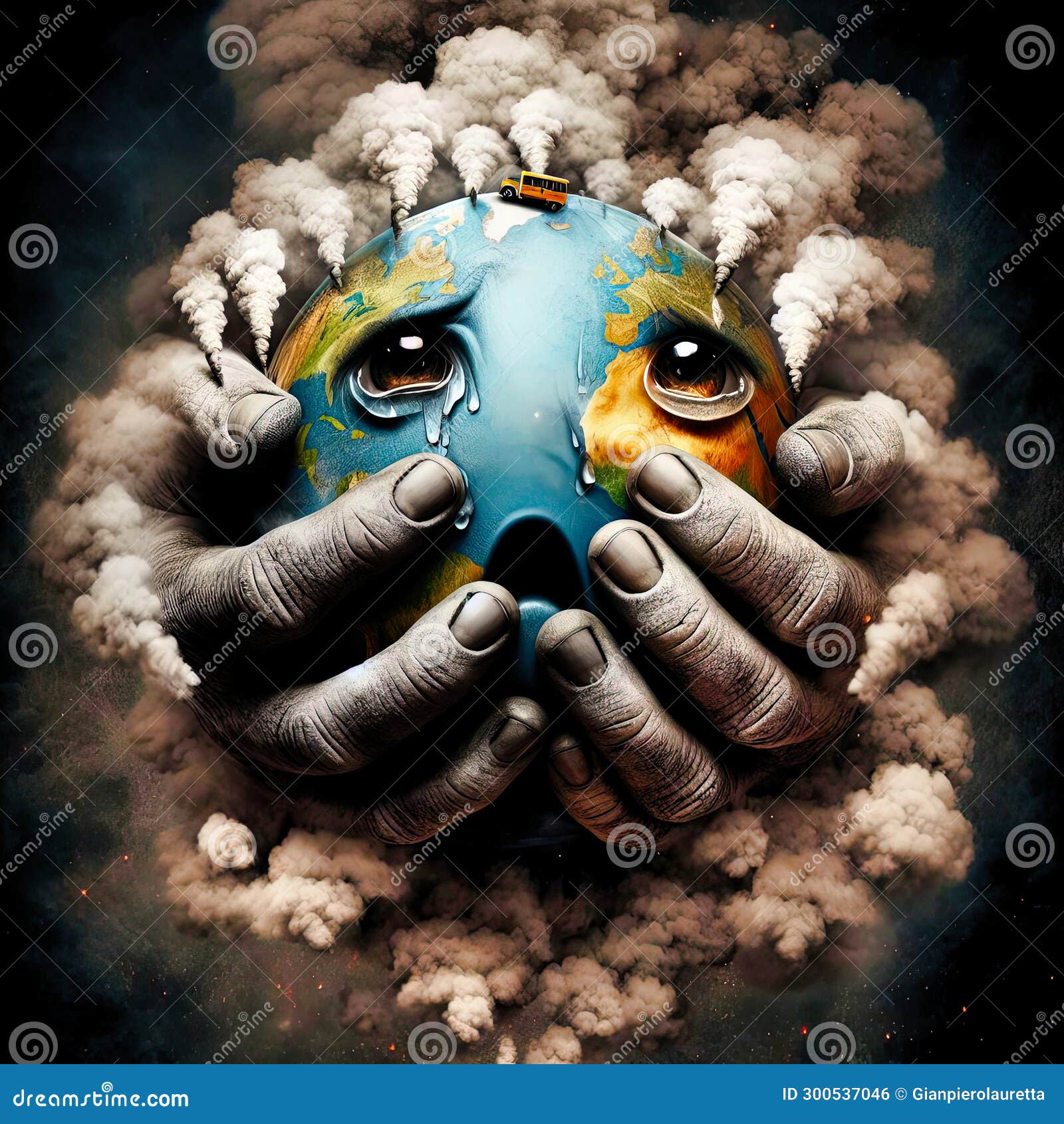 Conceptual Image of a Globe Crying and Despairing because it is ...