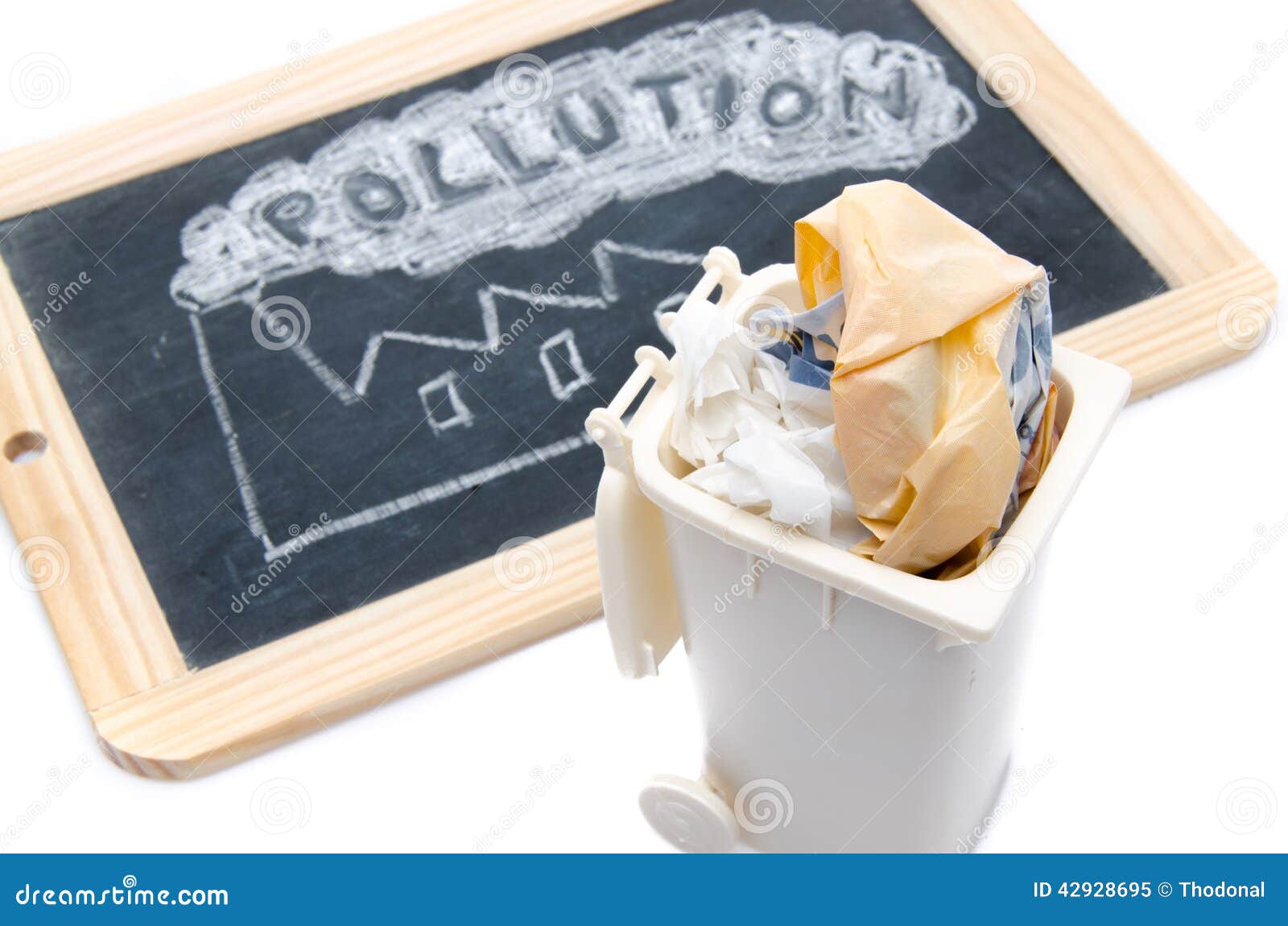 Pollution Concept with a Full Trash Can Stock Image - Image of slate ...