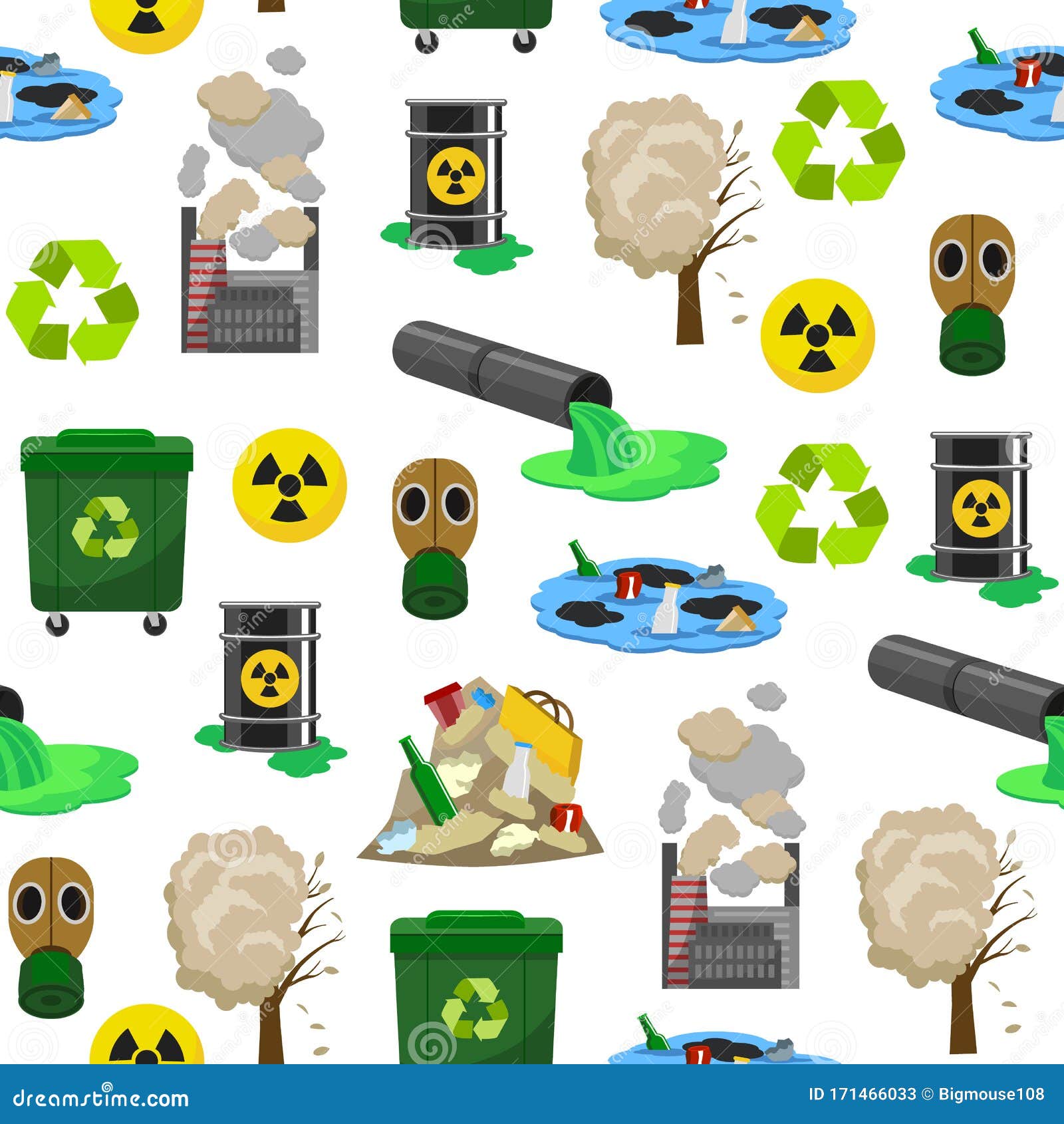 Pollution Concept Seamless Pattern Background 3d Isometric View. Vector ...