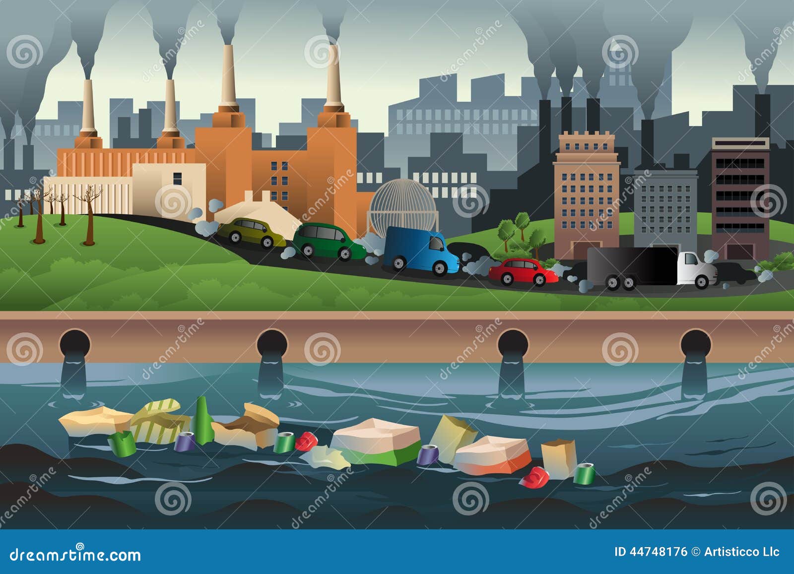 Polluted River Clipart