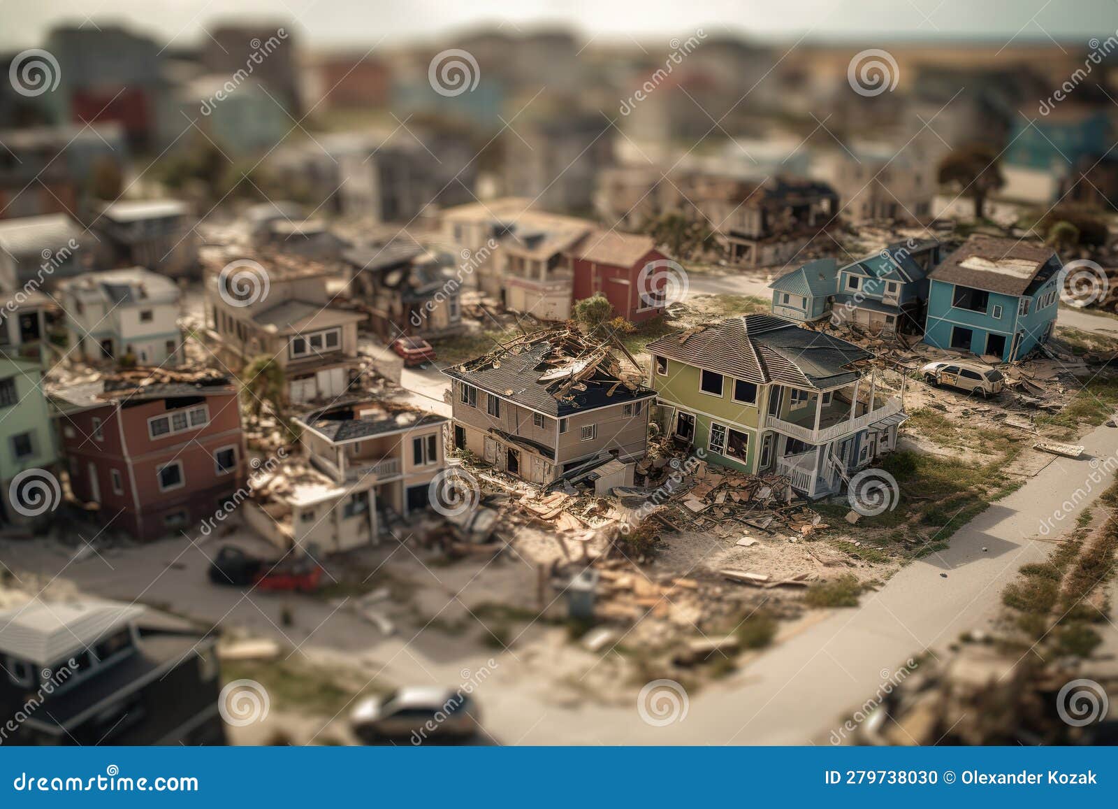A Coastal Town Devastated by a Powerful Hurricane. Generative Ai Stock ...