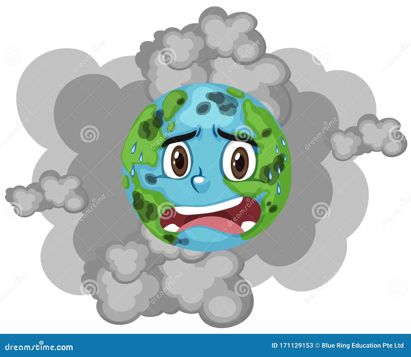 Pollution On Earth With Many Smoke Coming Out Of Factory Buildings ...