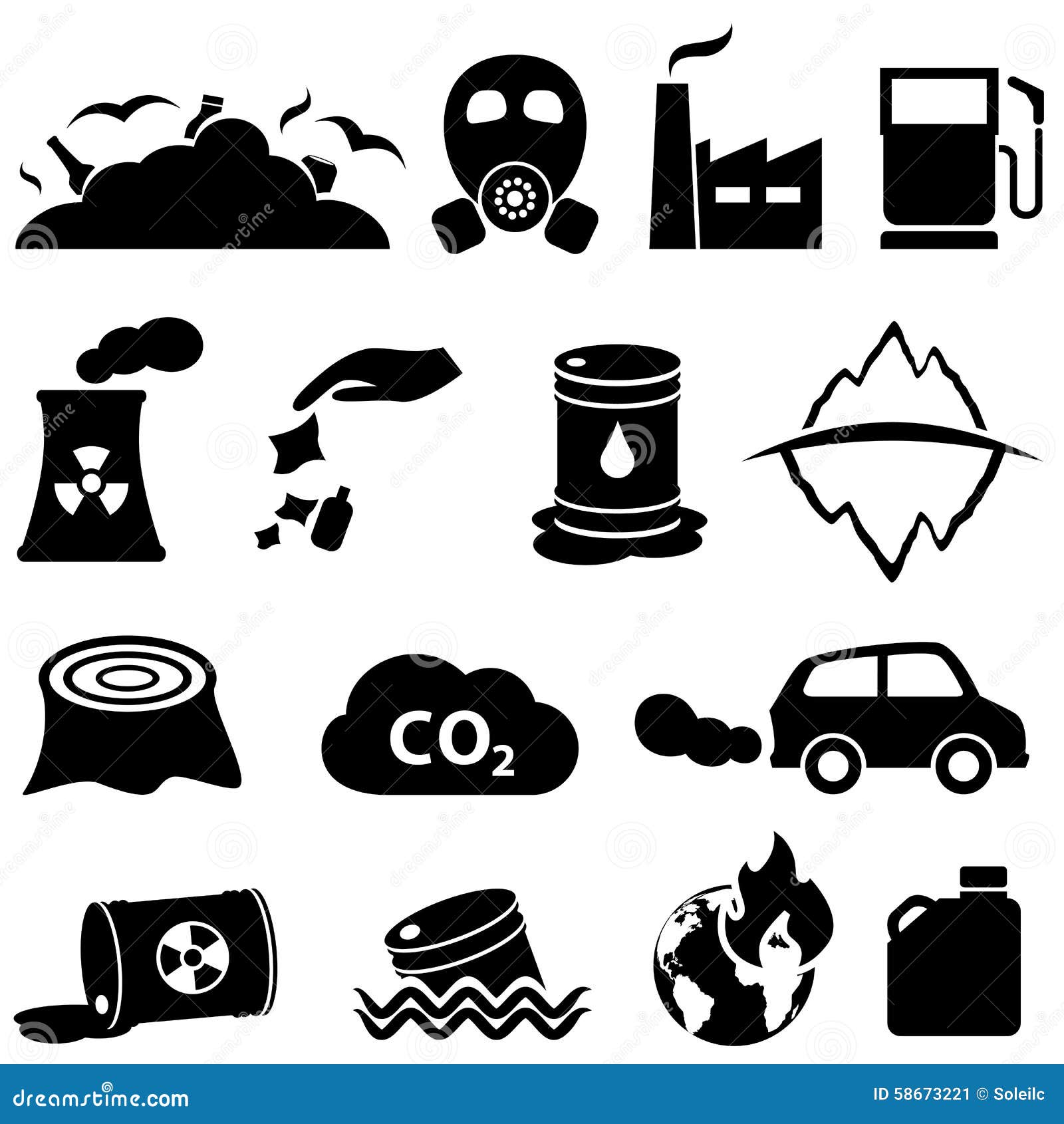 Pollution and Environment Icons Stock Vector - Illustration of earth ...