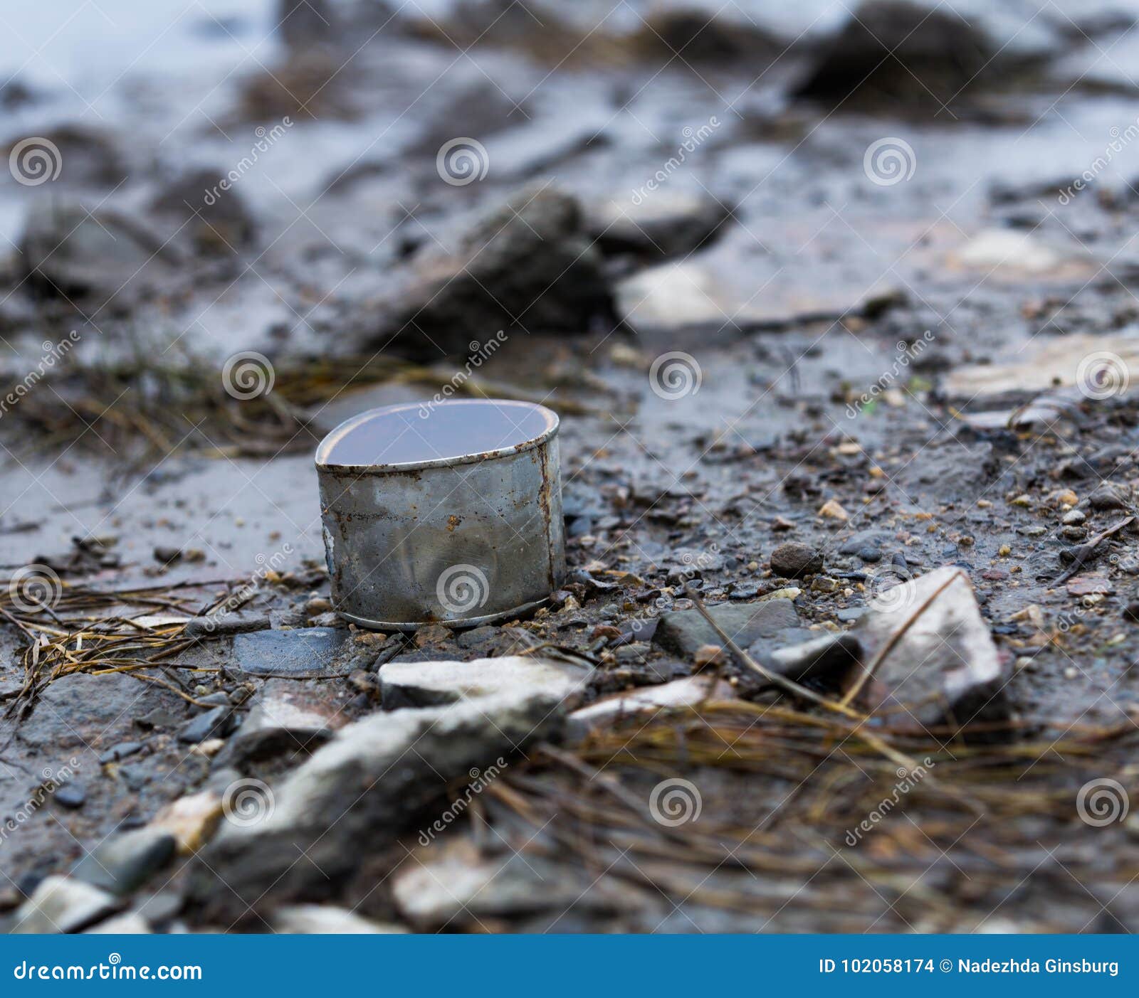 Pollution of the Environment. Rusty Shovels, Buckets, Garbage in Stock ...