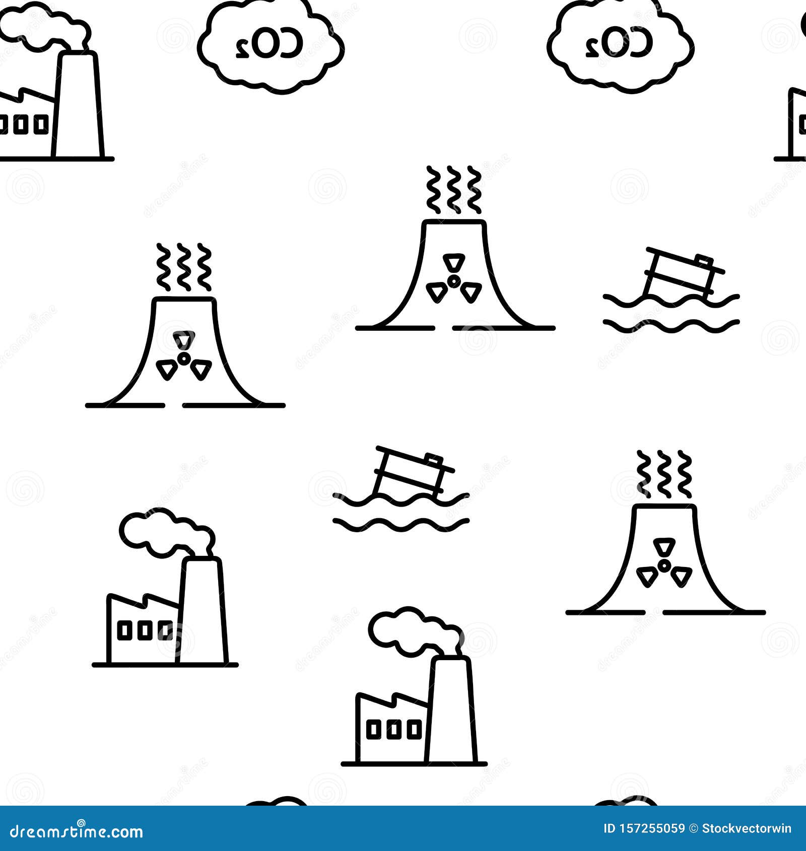 Pollution of Environment Vector Seamless Pattern Stock Vector ...