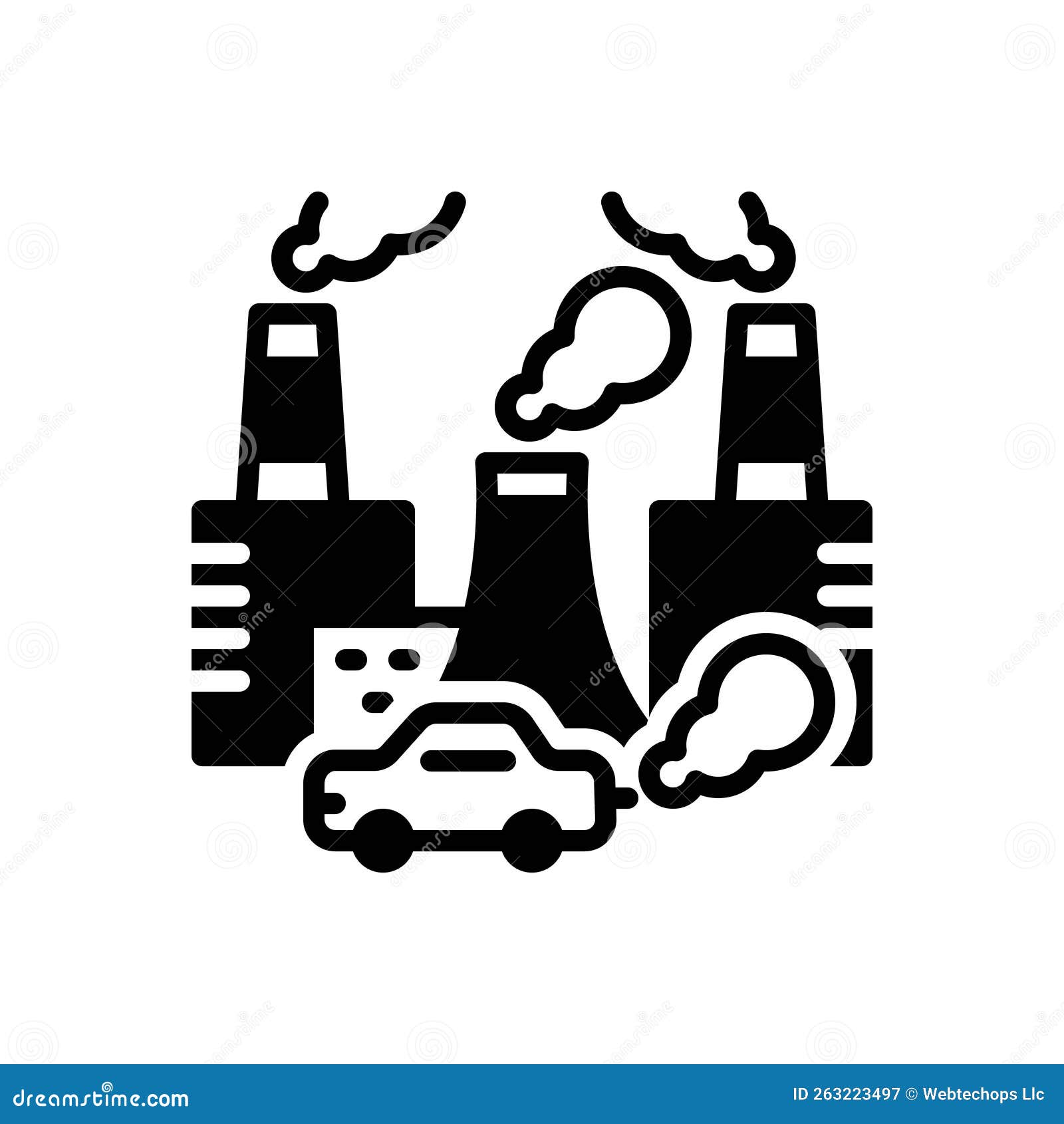 Black Solid Icon for Pollution, Contamination and Factory Stock Vector ...