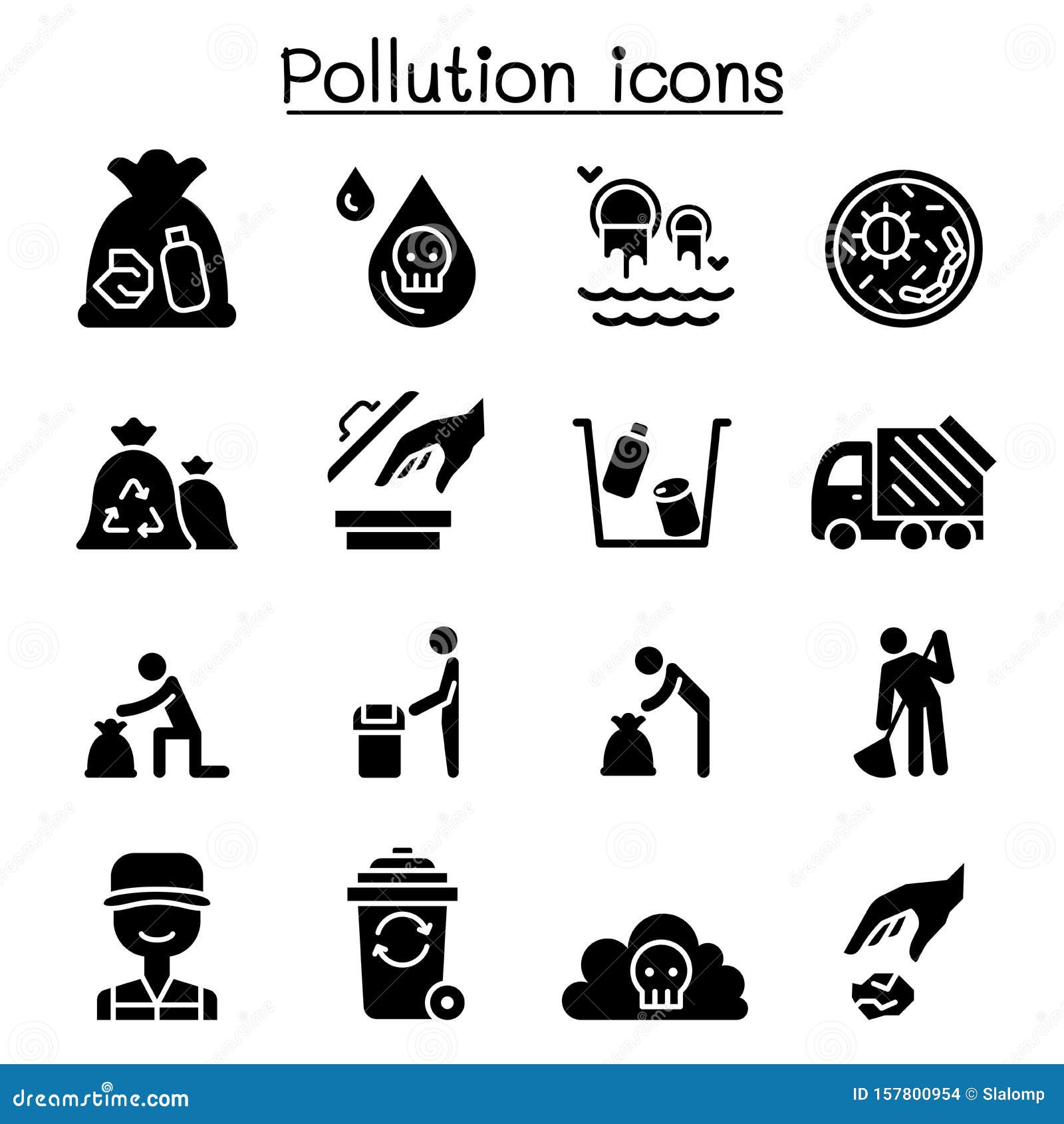 Pollution Icon Set Vector Illustration Graphic Design Stock Vector ...