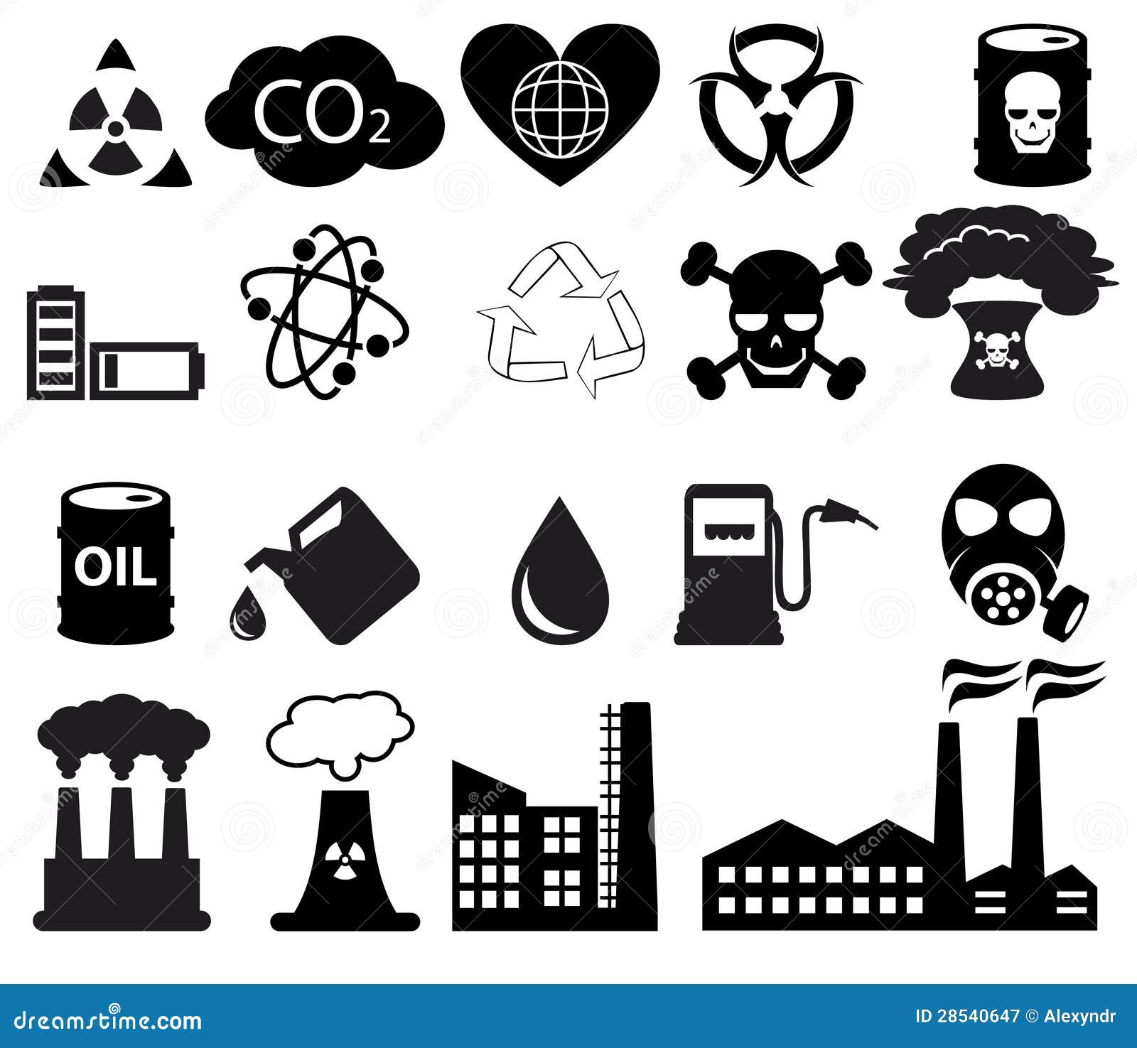 Pollution icons set stock vector. Illustration of damage - 28540647