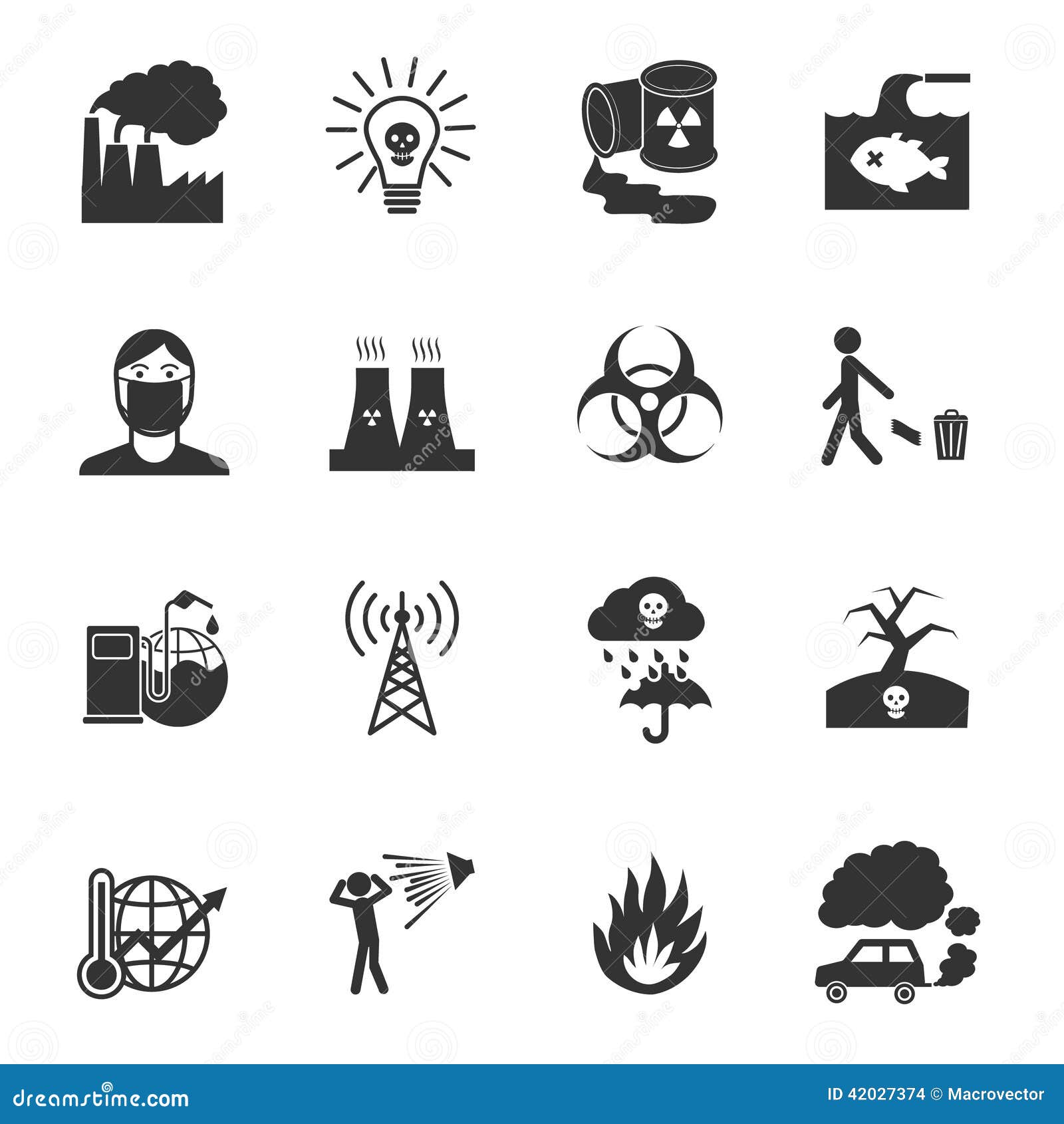 Pollution Icons Set stock vector. Illustration of earth - 42027374