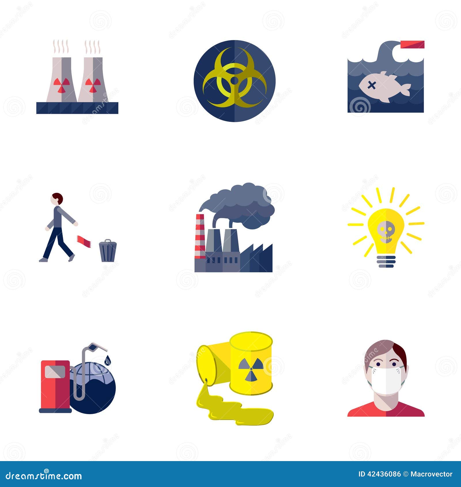 Pollution icons set stock vector. Illustration of global - 42436086