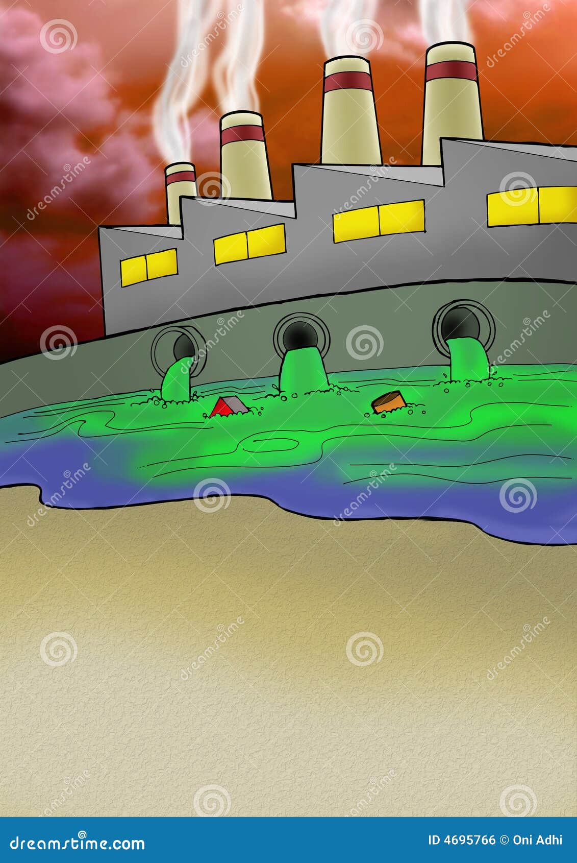 Factory Spewing Toxic Waste Into River. Generative AI Royalty-Free ...