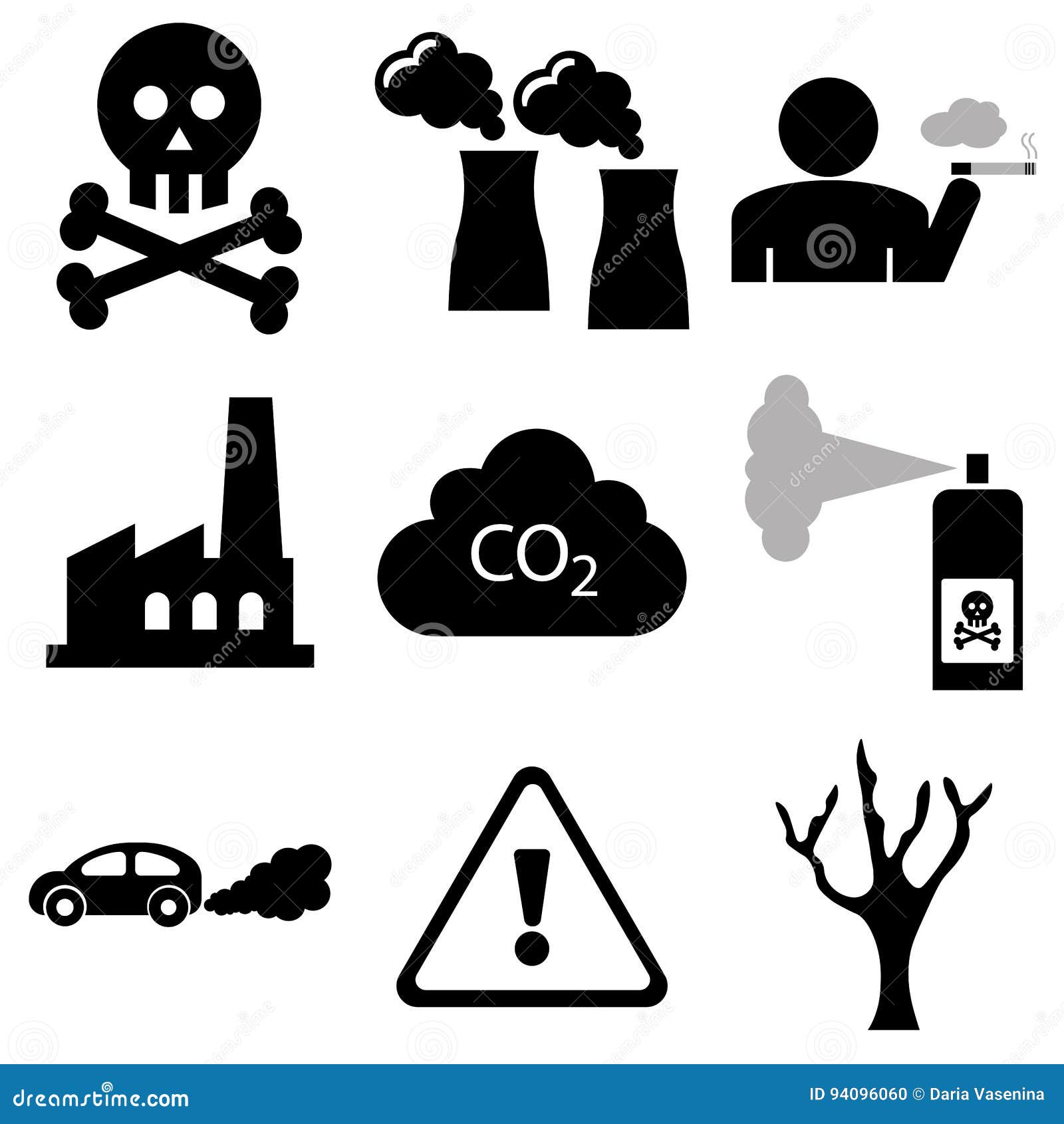 Pollution and Industrial Icons Stock Vector - Illustration of black ...