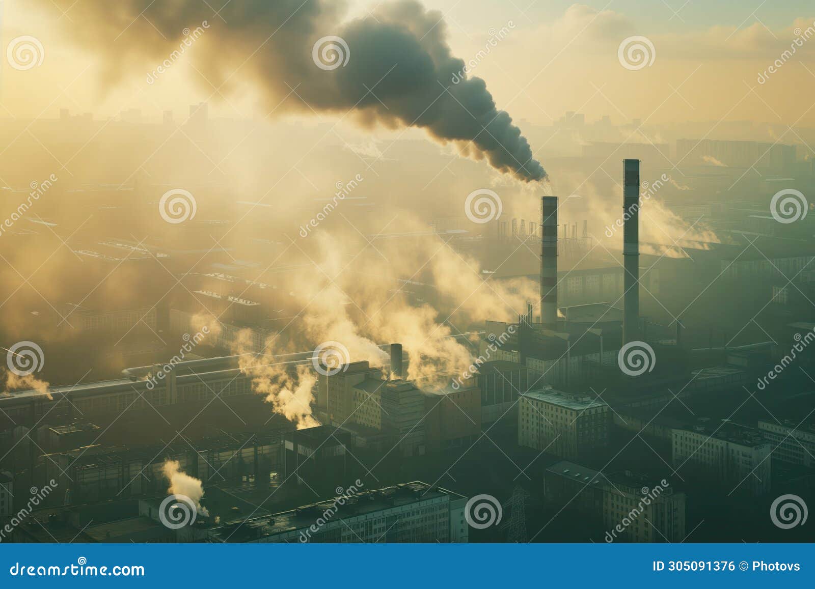 Pollution from Industrial Smoke Emerging from Chimney at Heavy ...