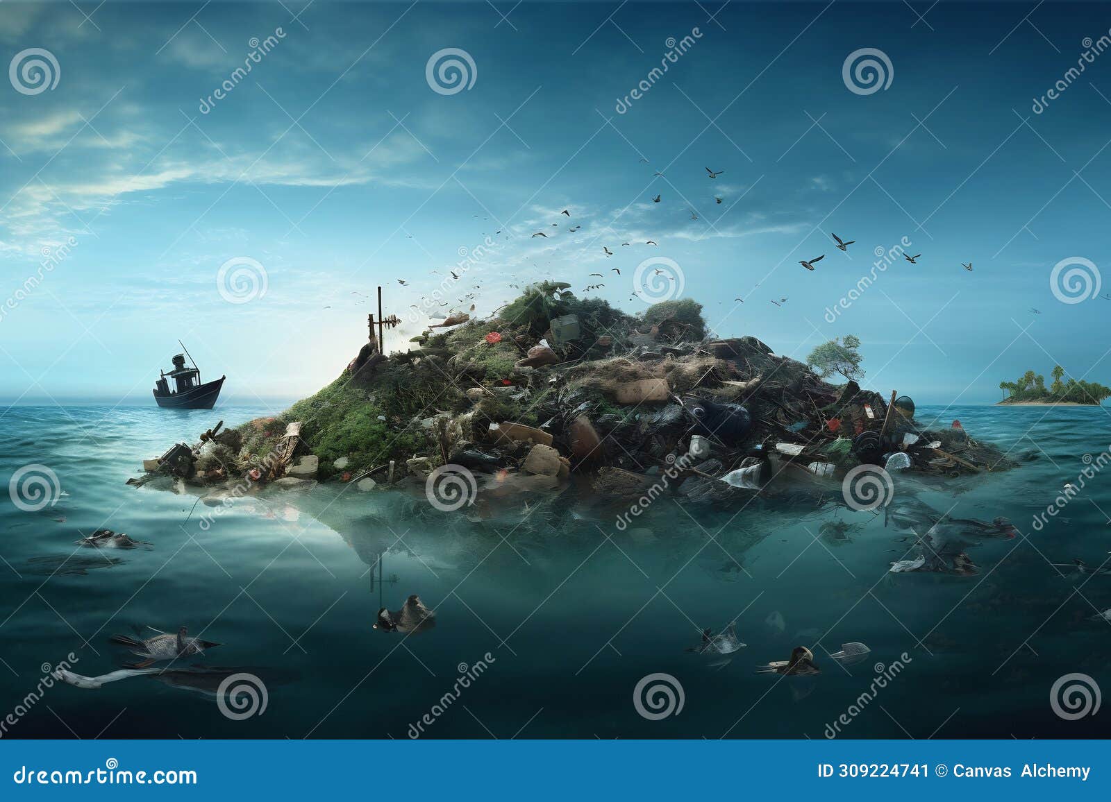 Pollution Island - a Conceptual Environmental Statement Stock Image ...
