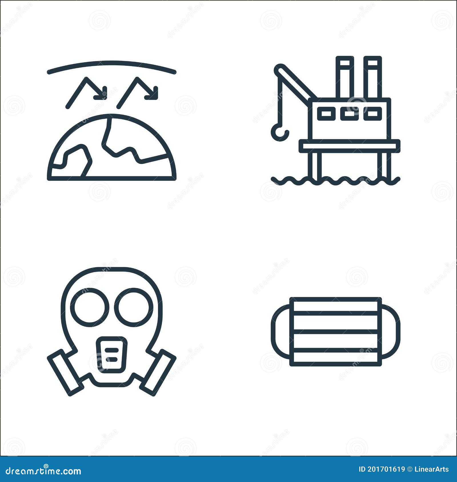 Pollution Line Icons. Linear Set Stock Vector - Illustration of safety ...