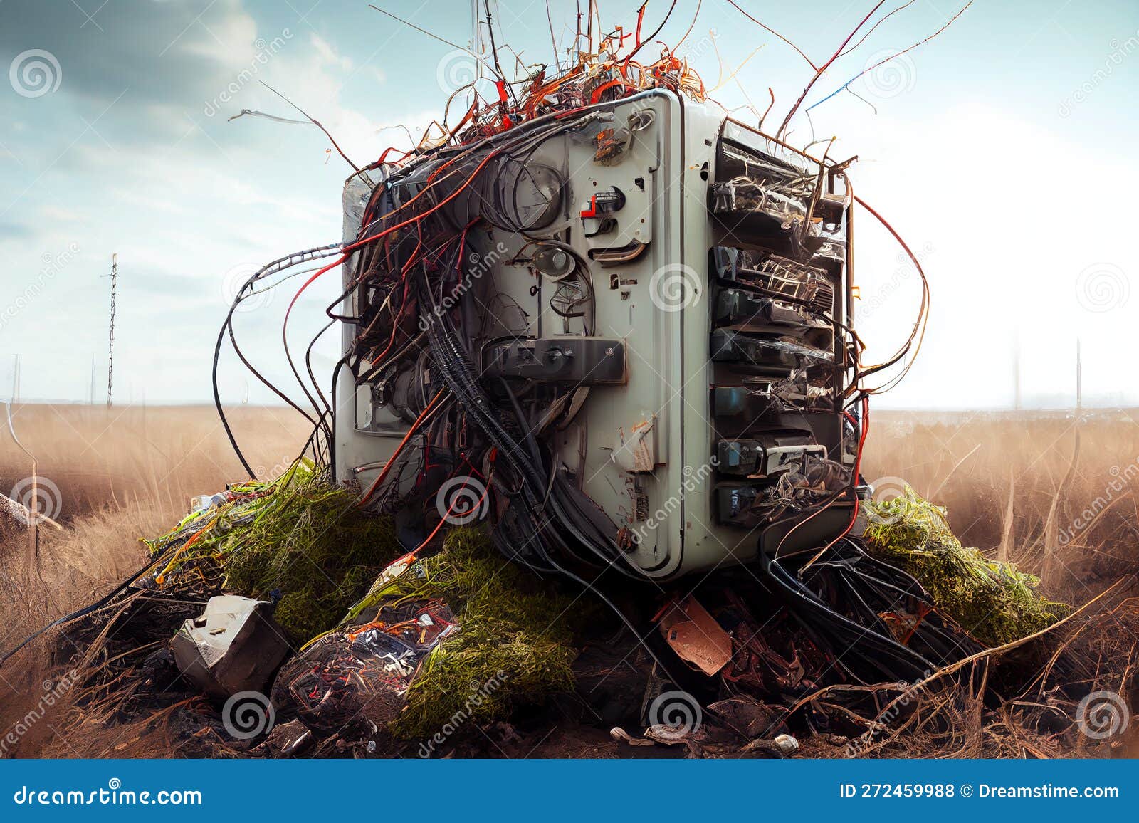 Pollution of Nature by Electrical Wires. Generative AI, Generative, AI ...