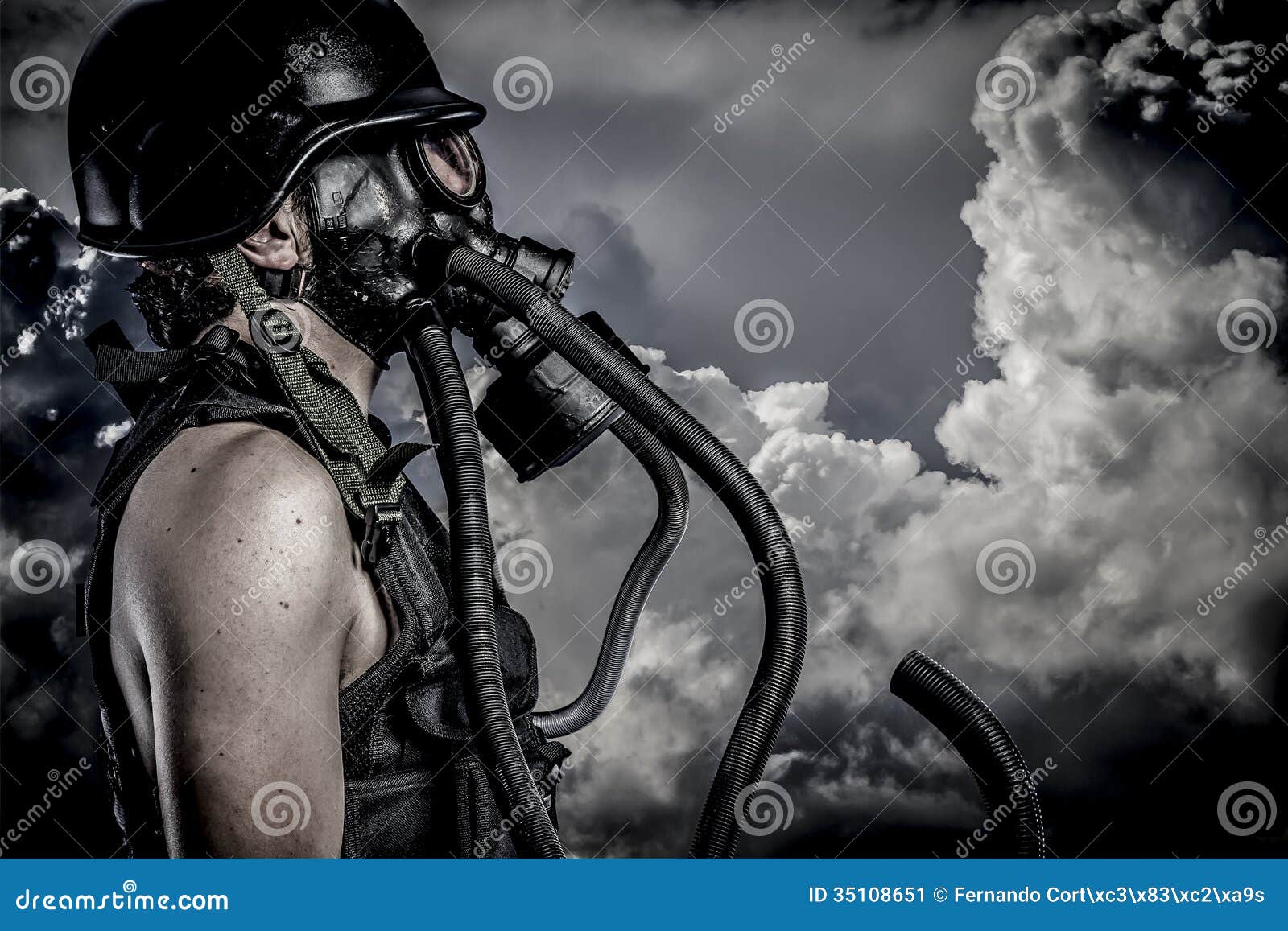 Pollution, Nuclear Disaster, Man with Gas Mask, Protection Stock Image ...