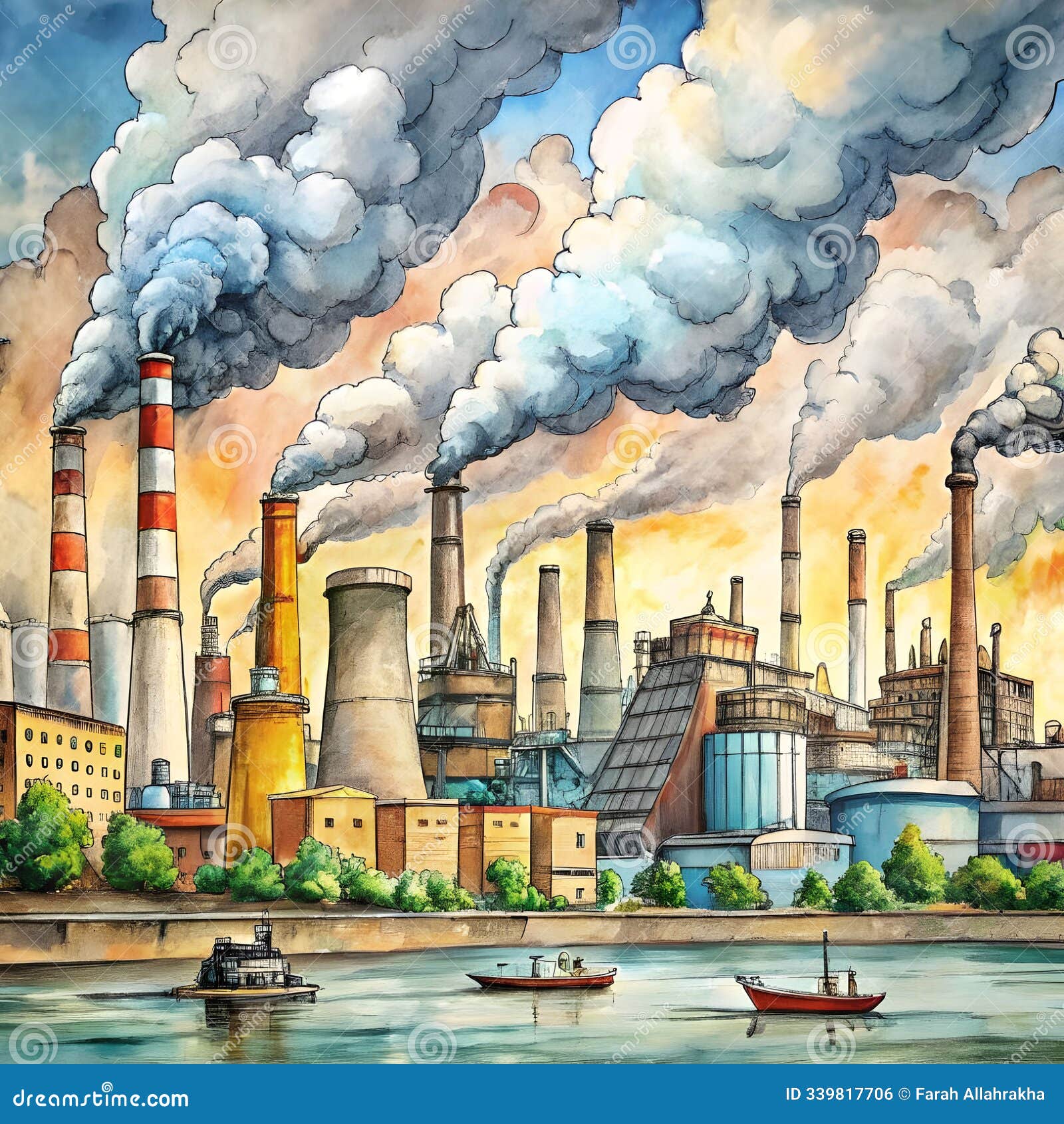 Pollution Pictures Drawing with Hand Stock Illustration - Illustration ...