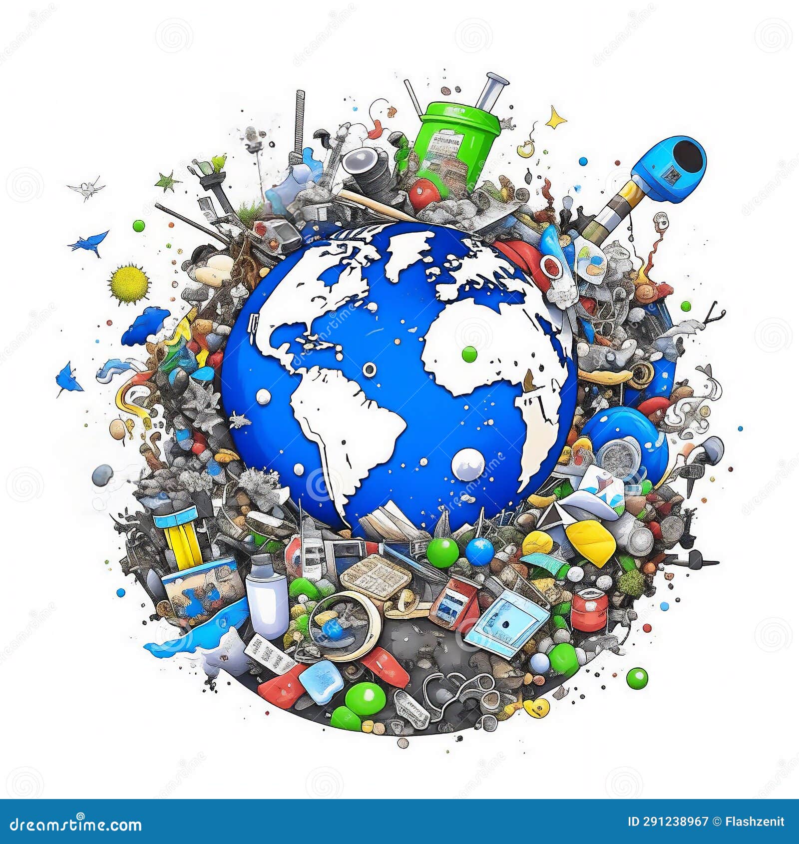 Pollution of the Planet Earth with Garbage Stock Illustration ...