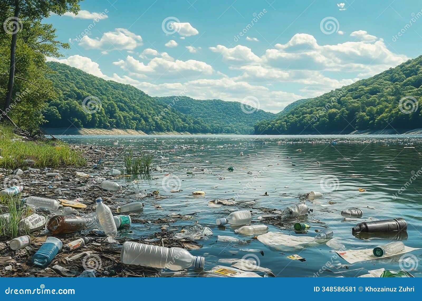Pollution in Pristine Nature Trash and Plastic Debris Floating on Lake ...