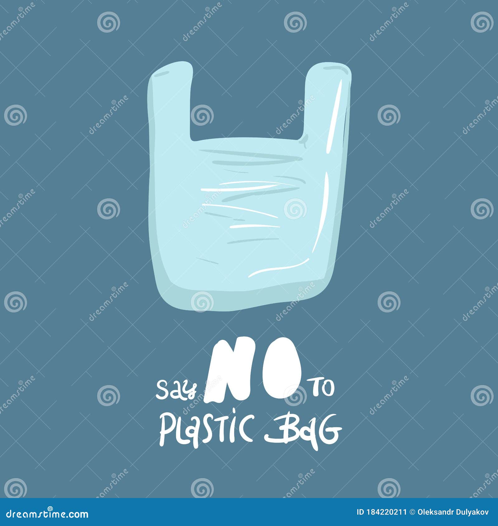 Pollution Problem Concept. Say No To Plastic Bag. Cartoon Image of ...